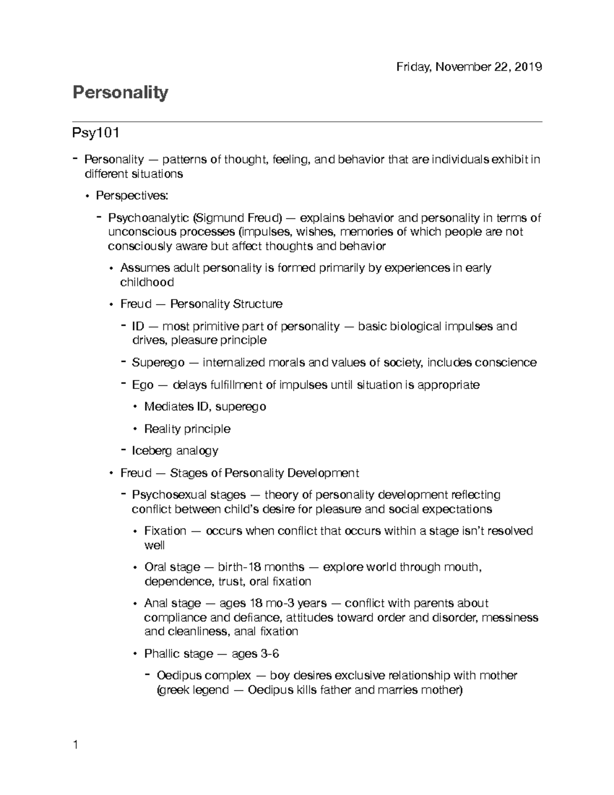 personality components - Friday, November 22, 2019 Personality Psy ...