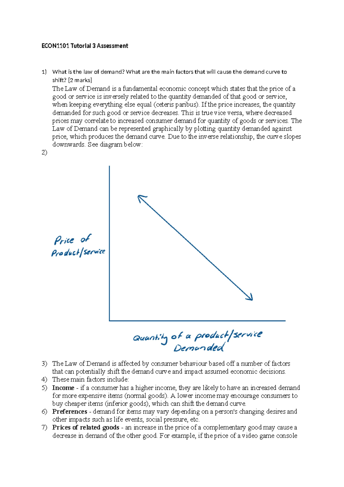 ECON1101 Tutorial 3 Assessment - ECON1101 Tutorial 3 Assessment 1) What ...
