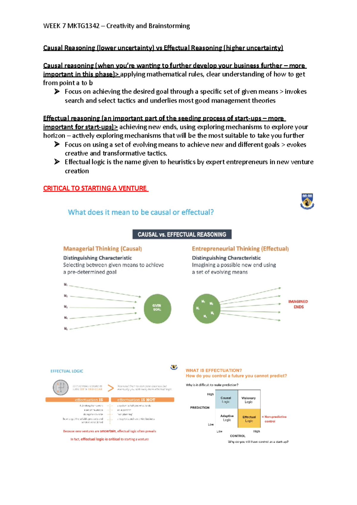 WEEK 8 MKTG1342 - Idea Generation - Causal Reasoning (lower uncertainty ...