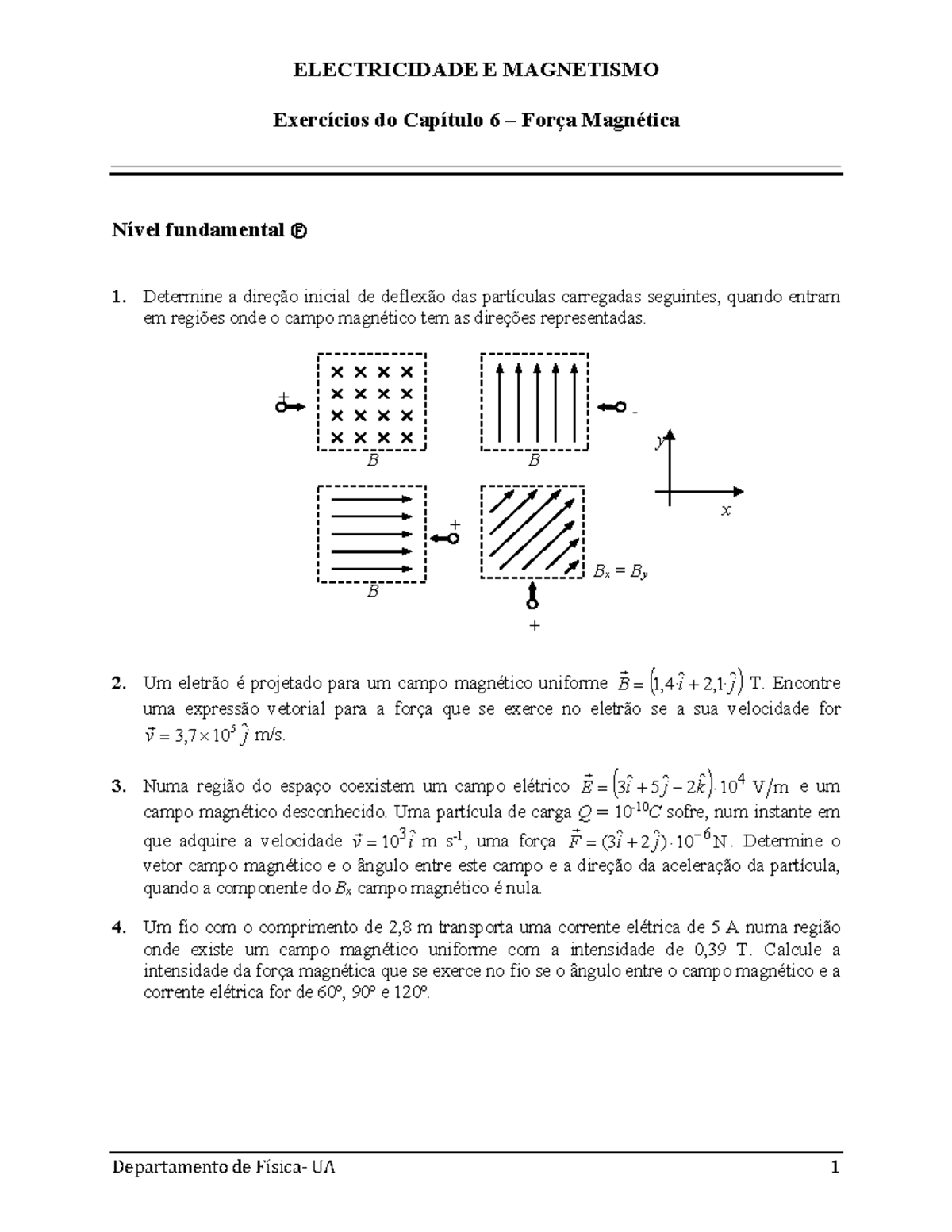 Cap 6 TP Força Magnetica 2023 24 - ELECTRICIDADE E MAGNETISMO ...
