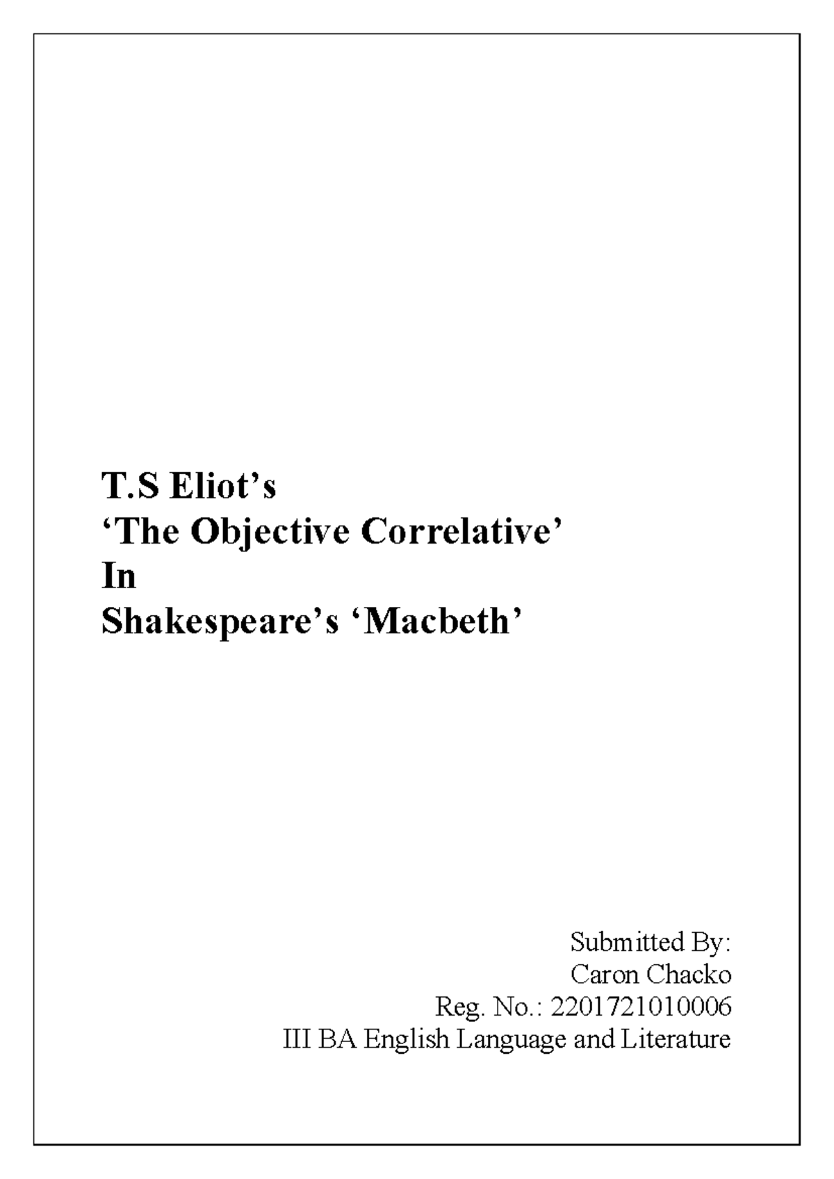 TS Eliot's "Objective Correlative" in The Yellow Wallpaper by Charlotte ...