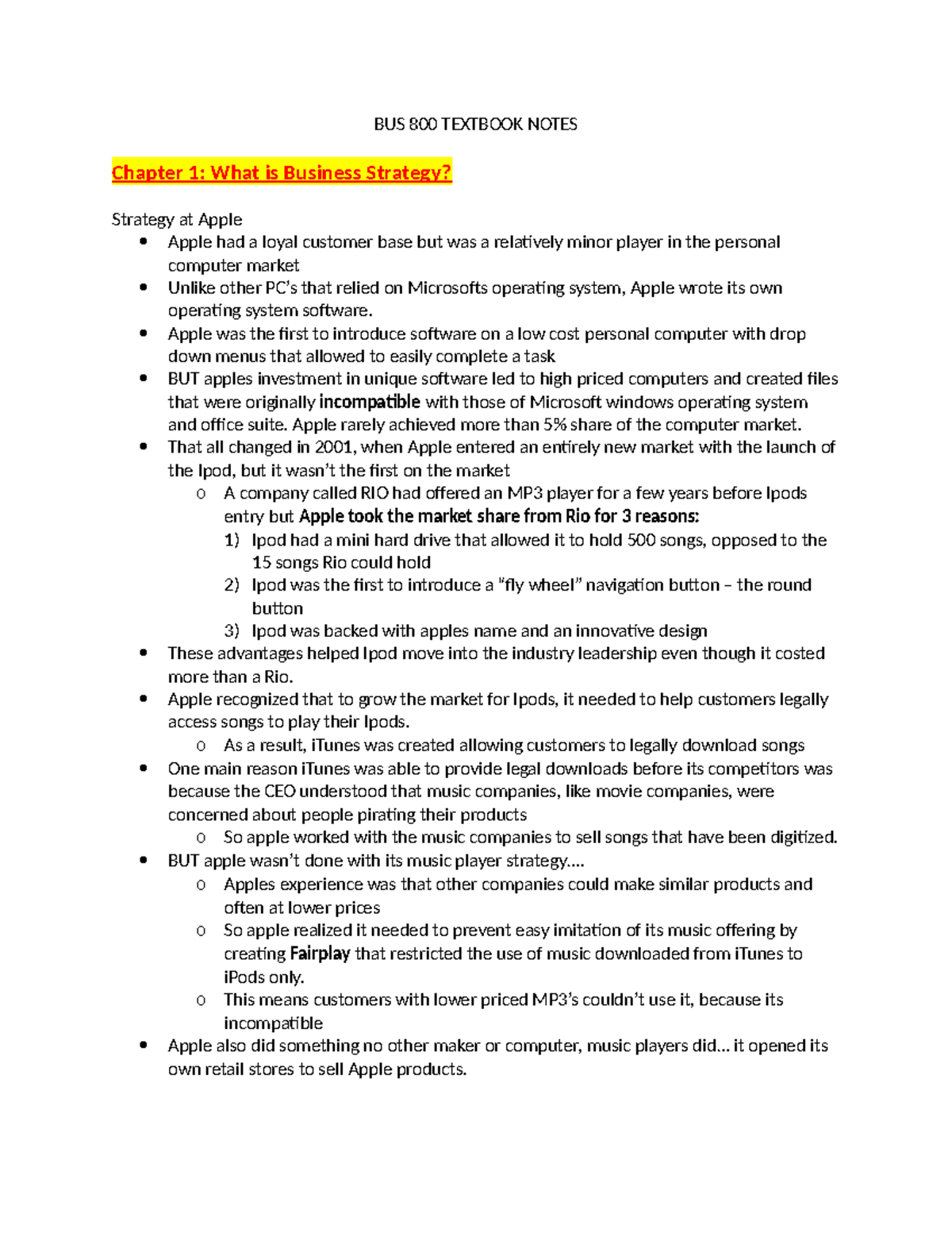 BUS800 - 1-6,10-11,13 - Lecture notes 1-6,10,11,13 - BUS800 - Toronto ...