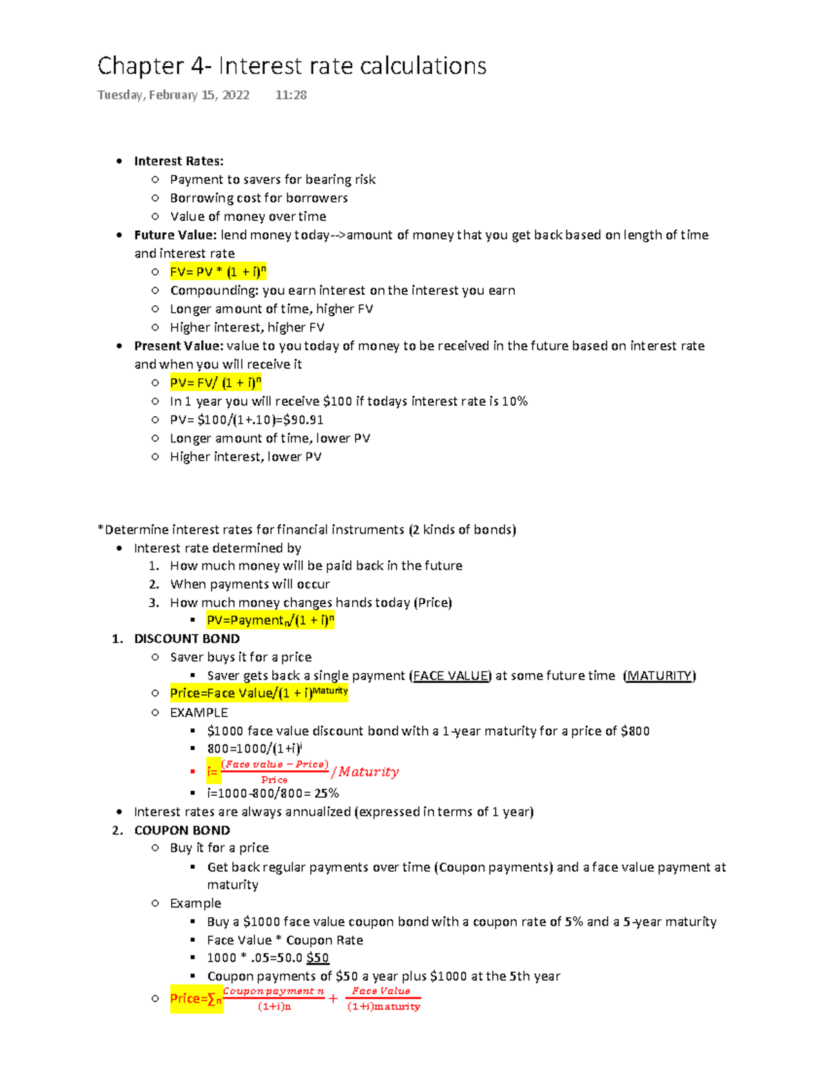 Econ Ch. 4 - Chapter 4 notes for Dr. David Bowes' Econ 333 class ...