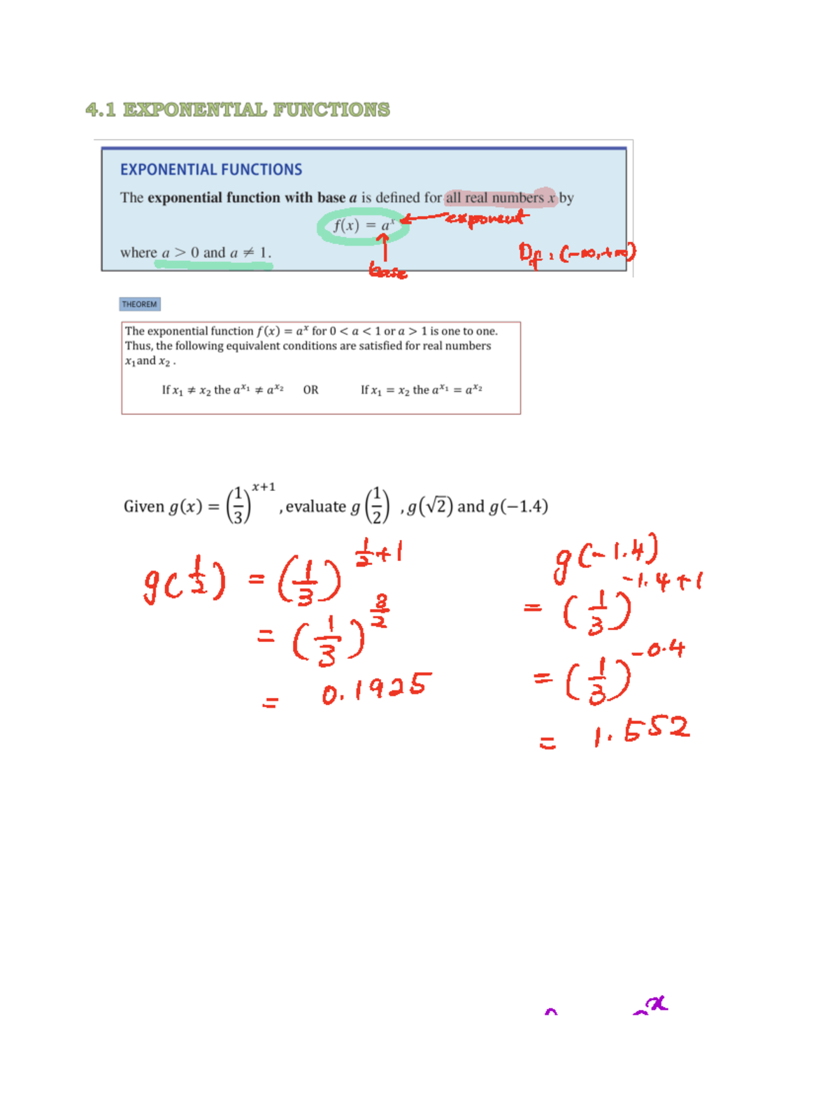 Exponential functions - exponent blase Of C rita gc 1. get g 1 t 0. f 4 ...