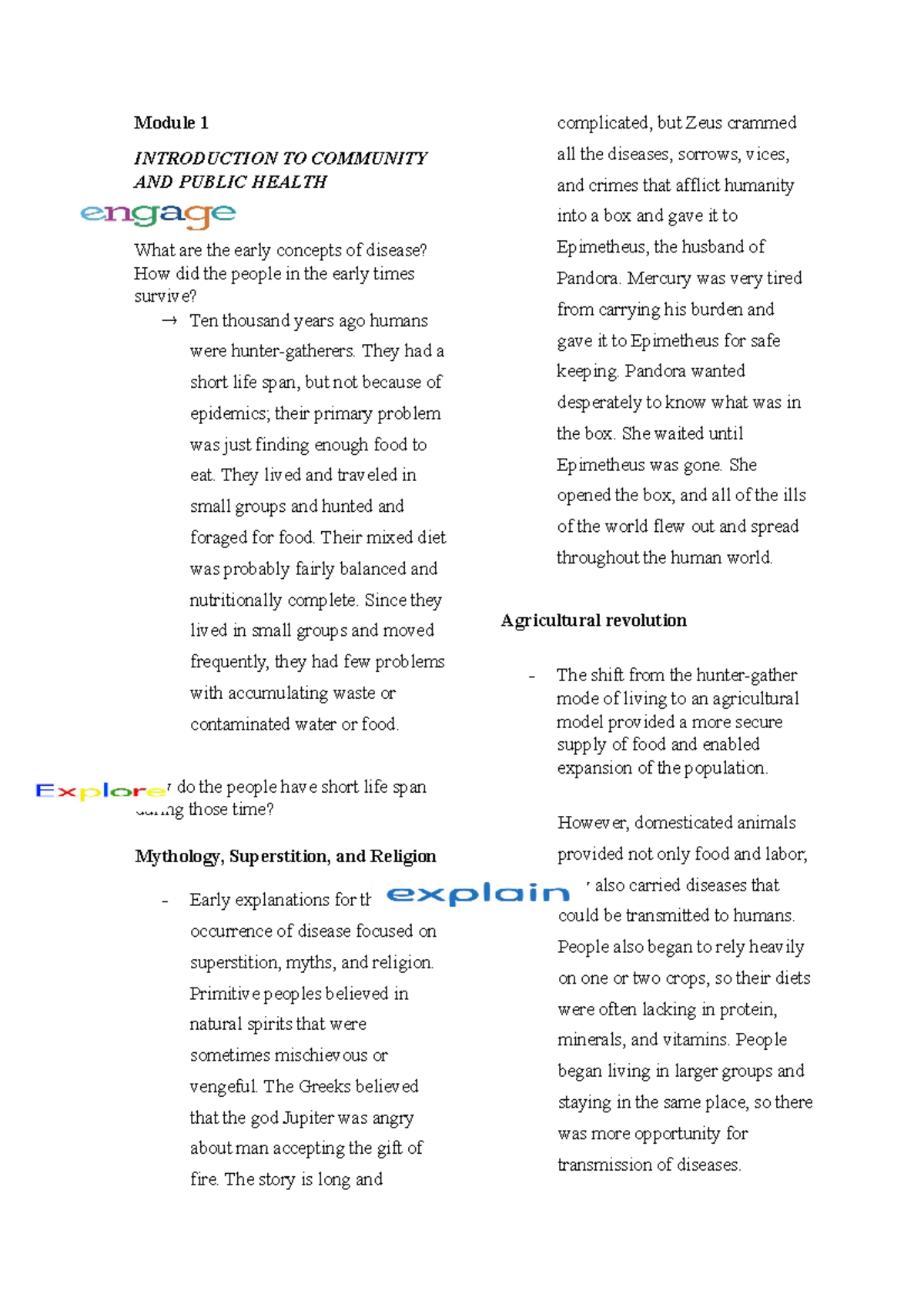 Module 1-cph - Lecture notes 1 - Module 1 INTRODUCTION TO COMMUNITY AND ...
