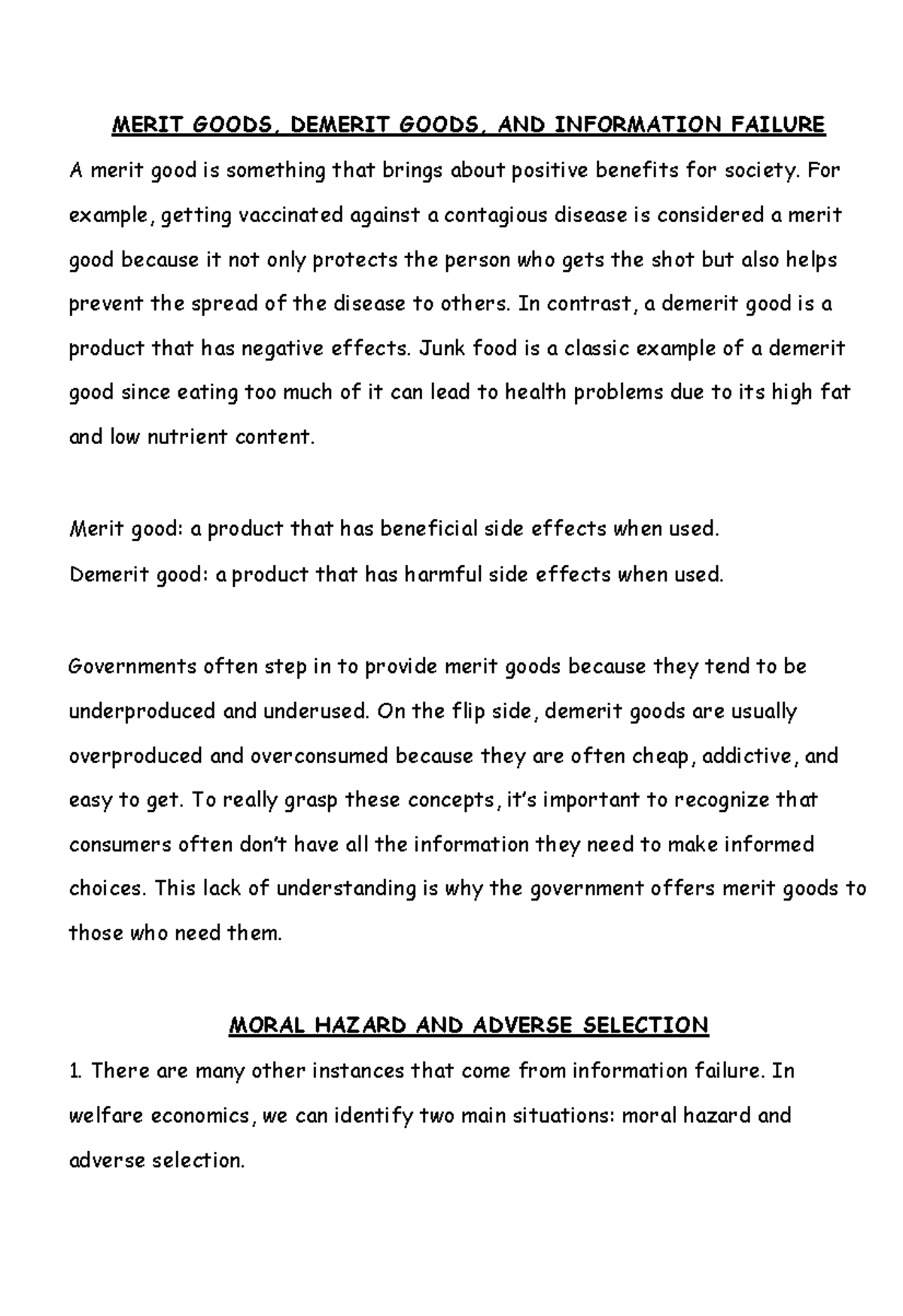 Merit, demerit goods - igsce economics - MERIT GOODS, DEMERIT GOODS ...