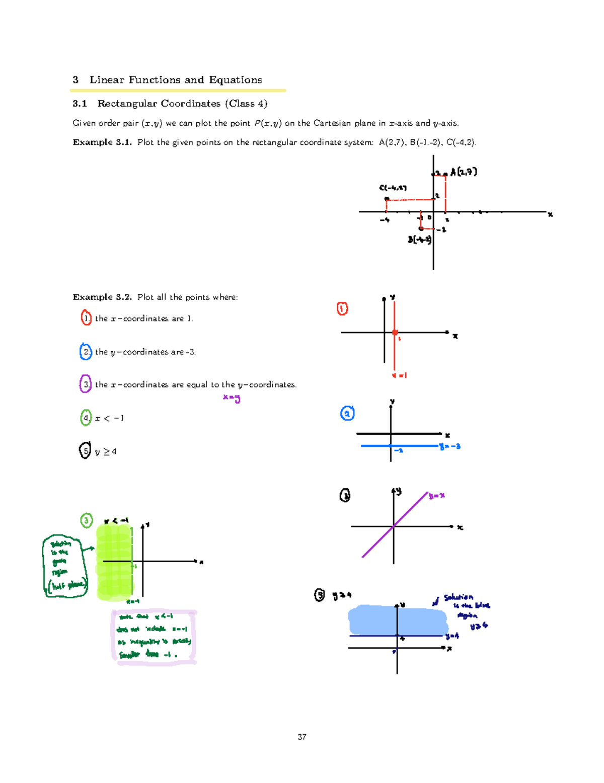 Class 4 notes solutions - 3 Linear Functions and Equations 3 ...
