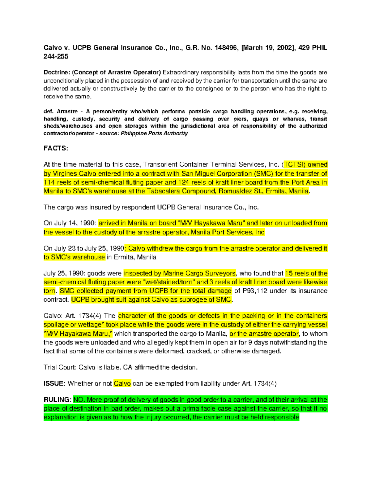 Calvo v. UCPB General Insurance Co., Inc., - Calvo v. UCPB General ...