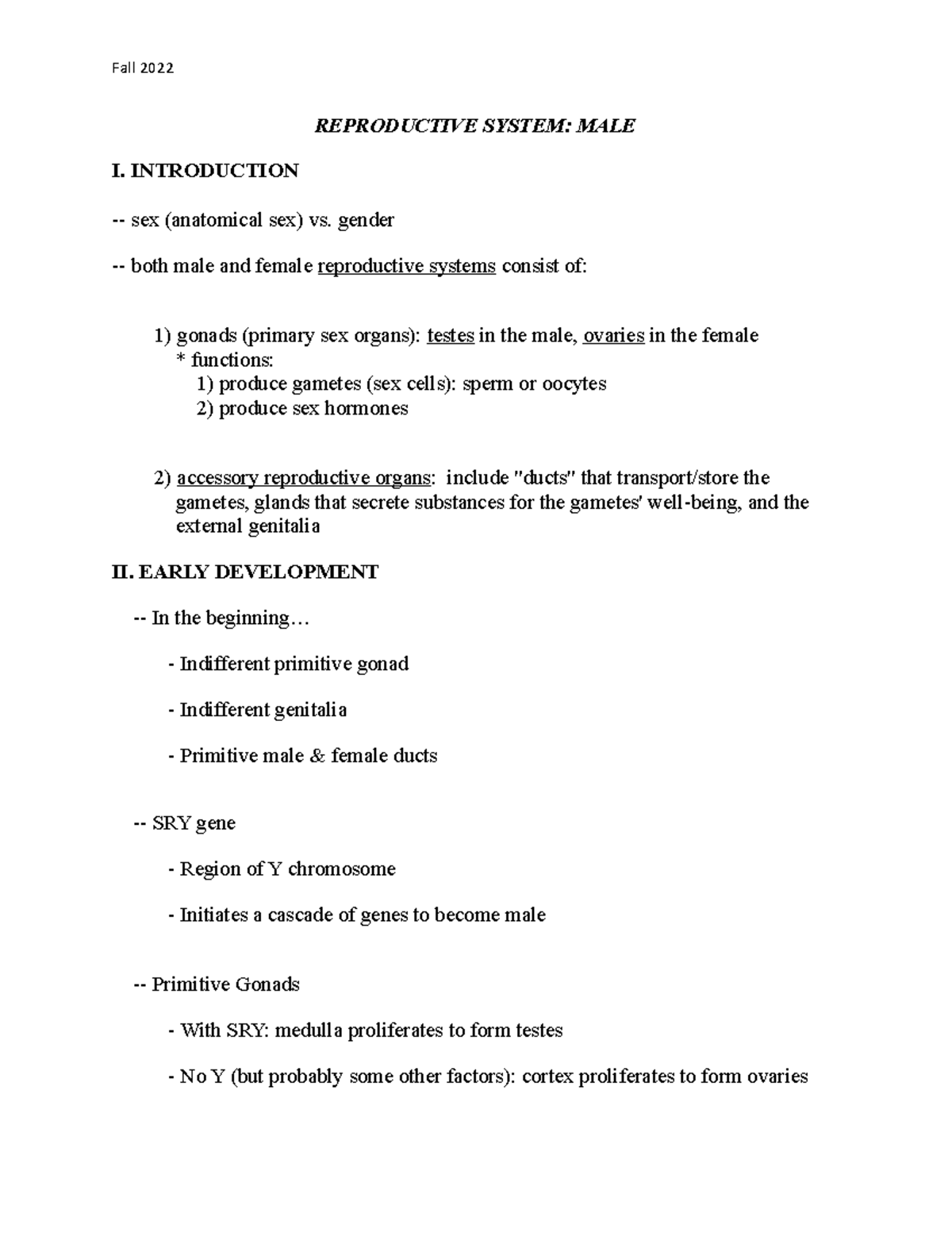 Male Reproductive - A215 Fall2022 - REPRODUCTIVE SYSTEM: MALE I ...