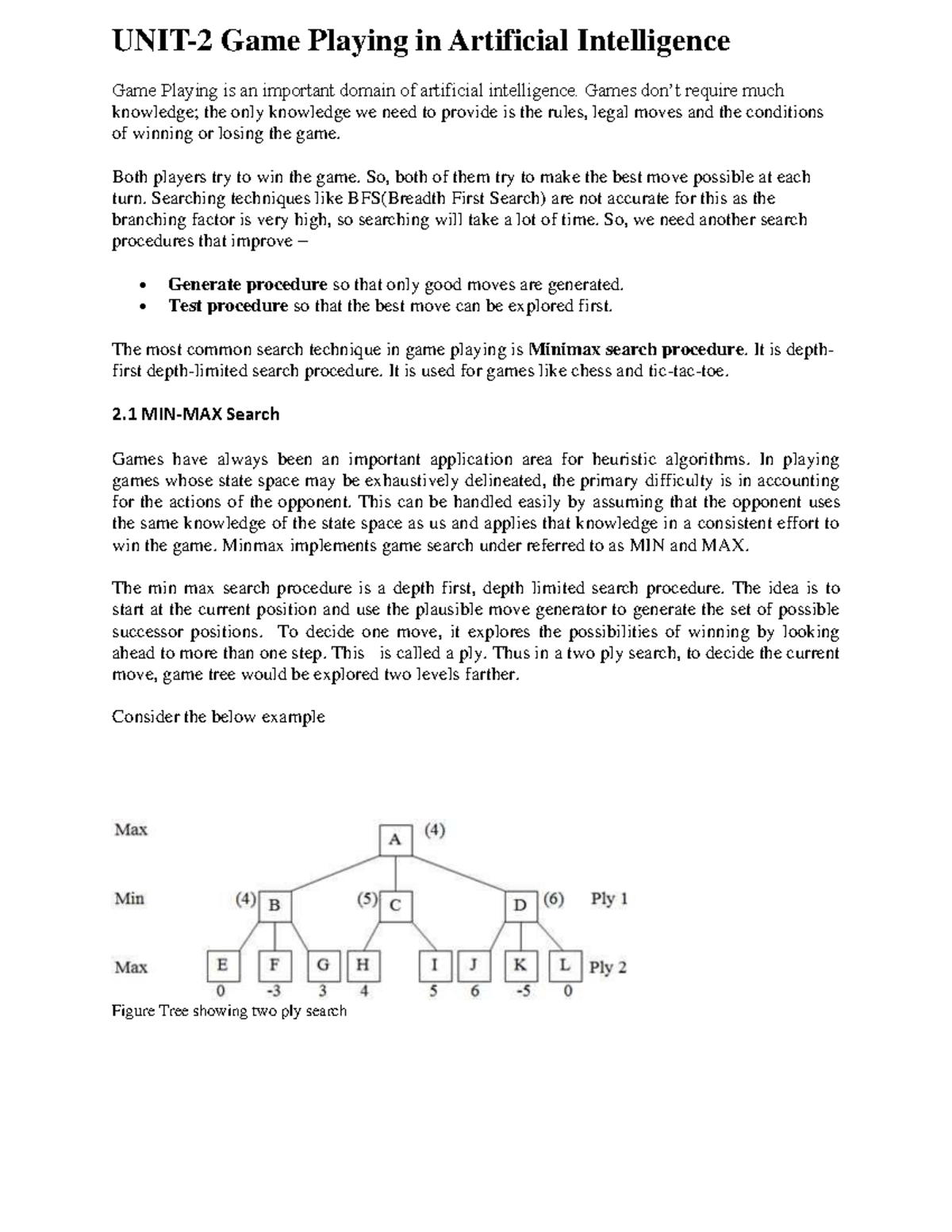 Unit-2 - Search algorithms discussed - UNIT- 2 Game Playing in Artificial Intelligence Game ...