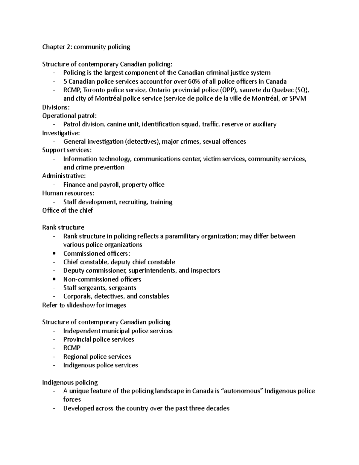 Chapter 2 - Lecture notes 2 - Chapter 2: community policing Structure ...