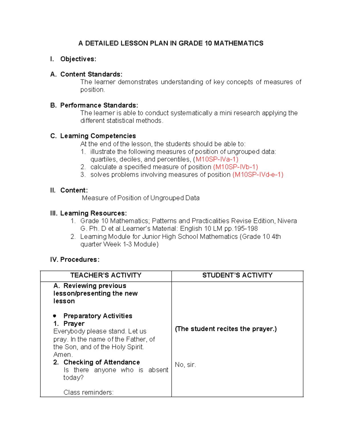DLP-MATH-10 - A DETAILED LESSON PLAN IN GRADE 10 MATHEMATICS I ...