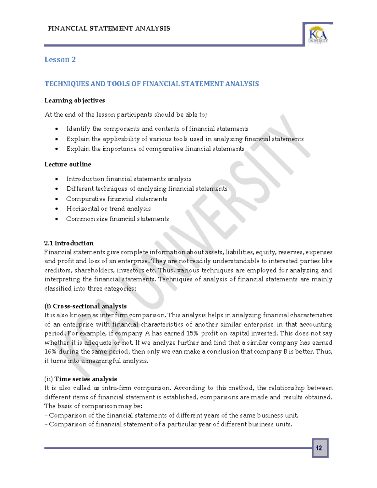 Lesson 2.pdf FSA by Dr.stephen - Lesson 2 TECHNIQUES AND TOOLS OF ...