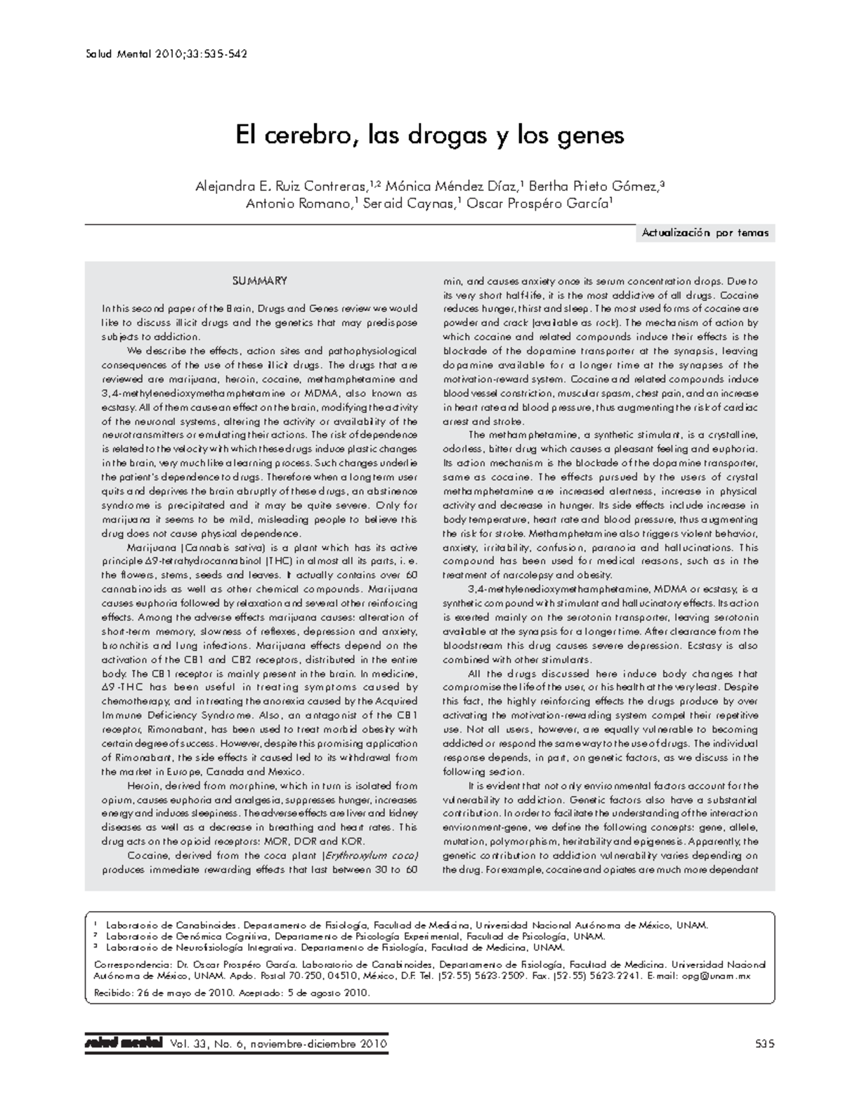 Cerebro drogas y genes - klkkj - El cerebro, las drogas y los genes ...