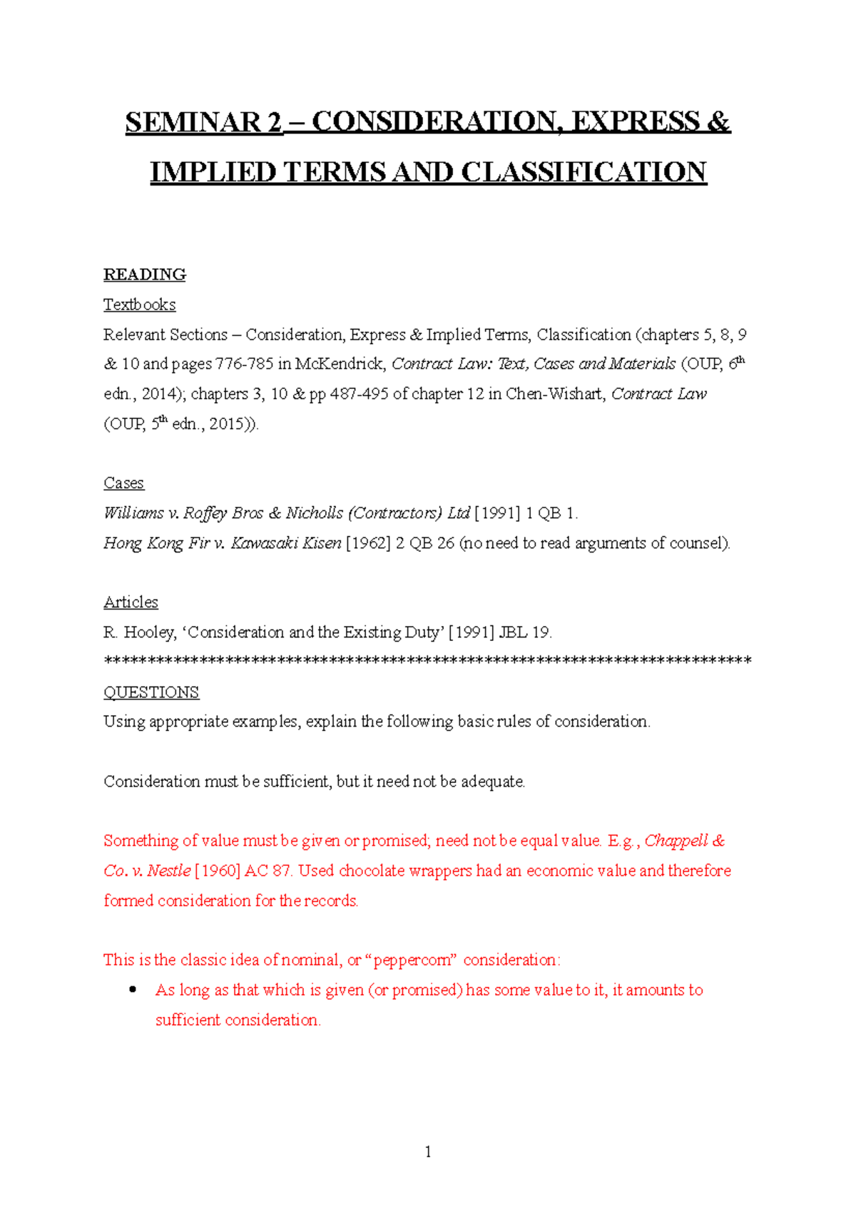 2 - Formation II Consideration , Express & Implied Terms ...