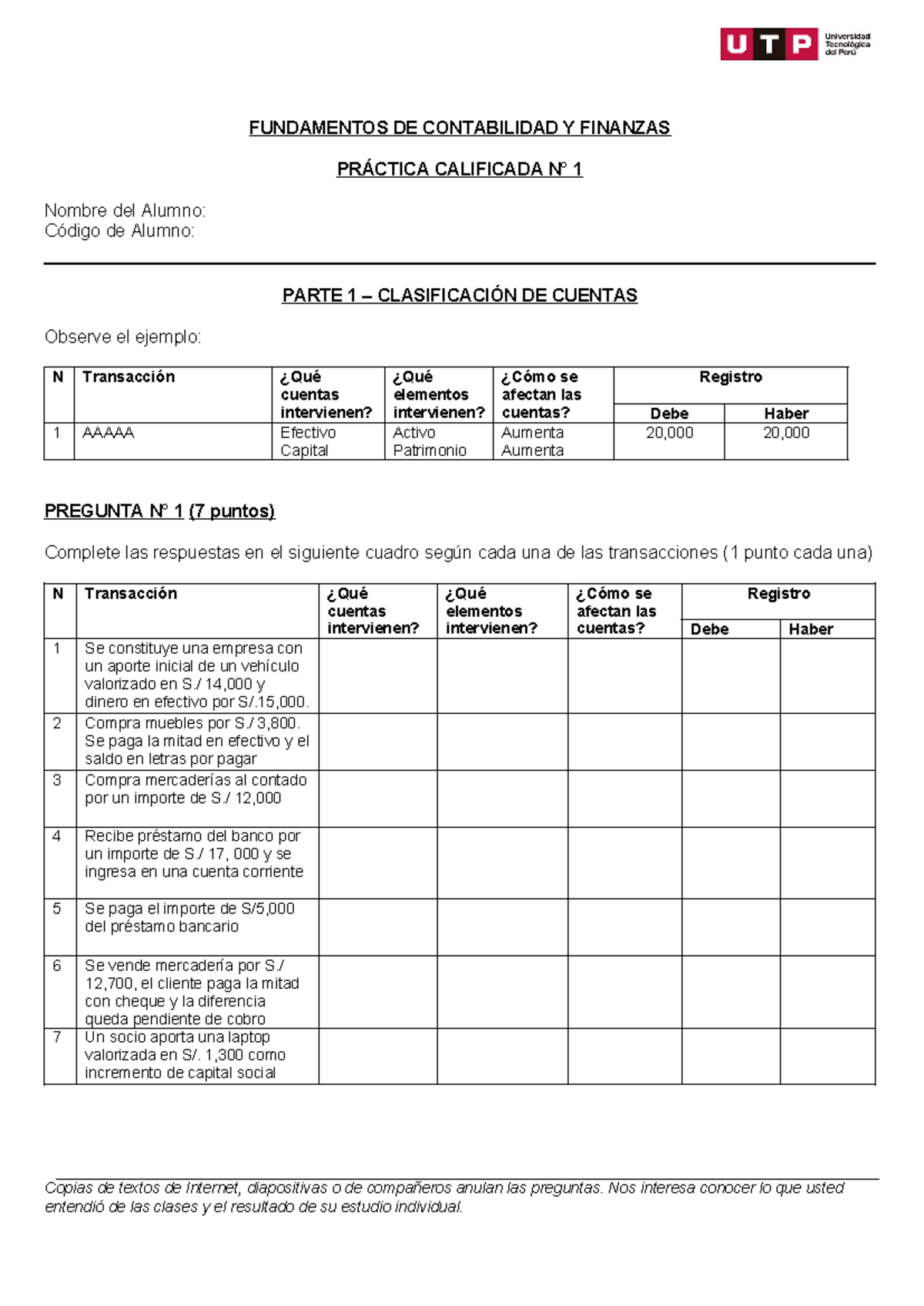 Practica calificada 1234567890112 - FUNDAMENTOS DE CONTABILIDAD Y ...
