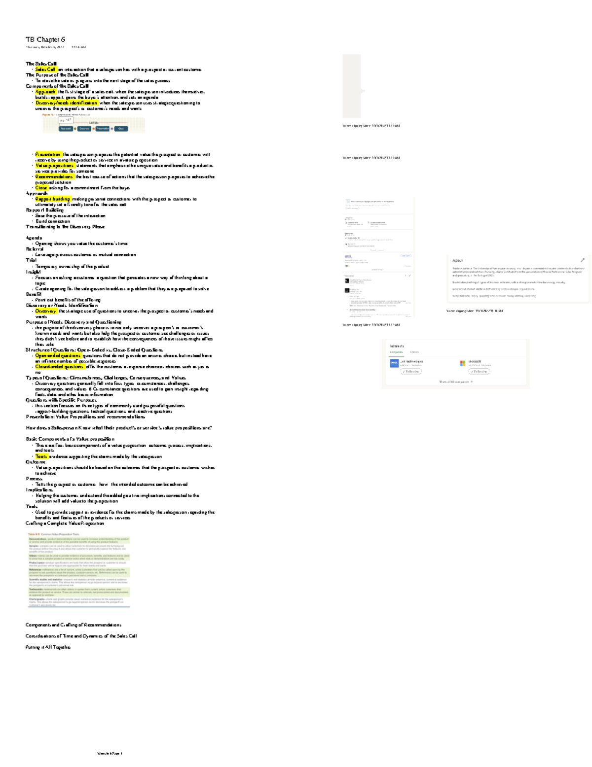 TB Chapter 6 - The Sales Call - Professional Selling - The Sales Call ...