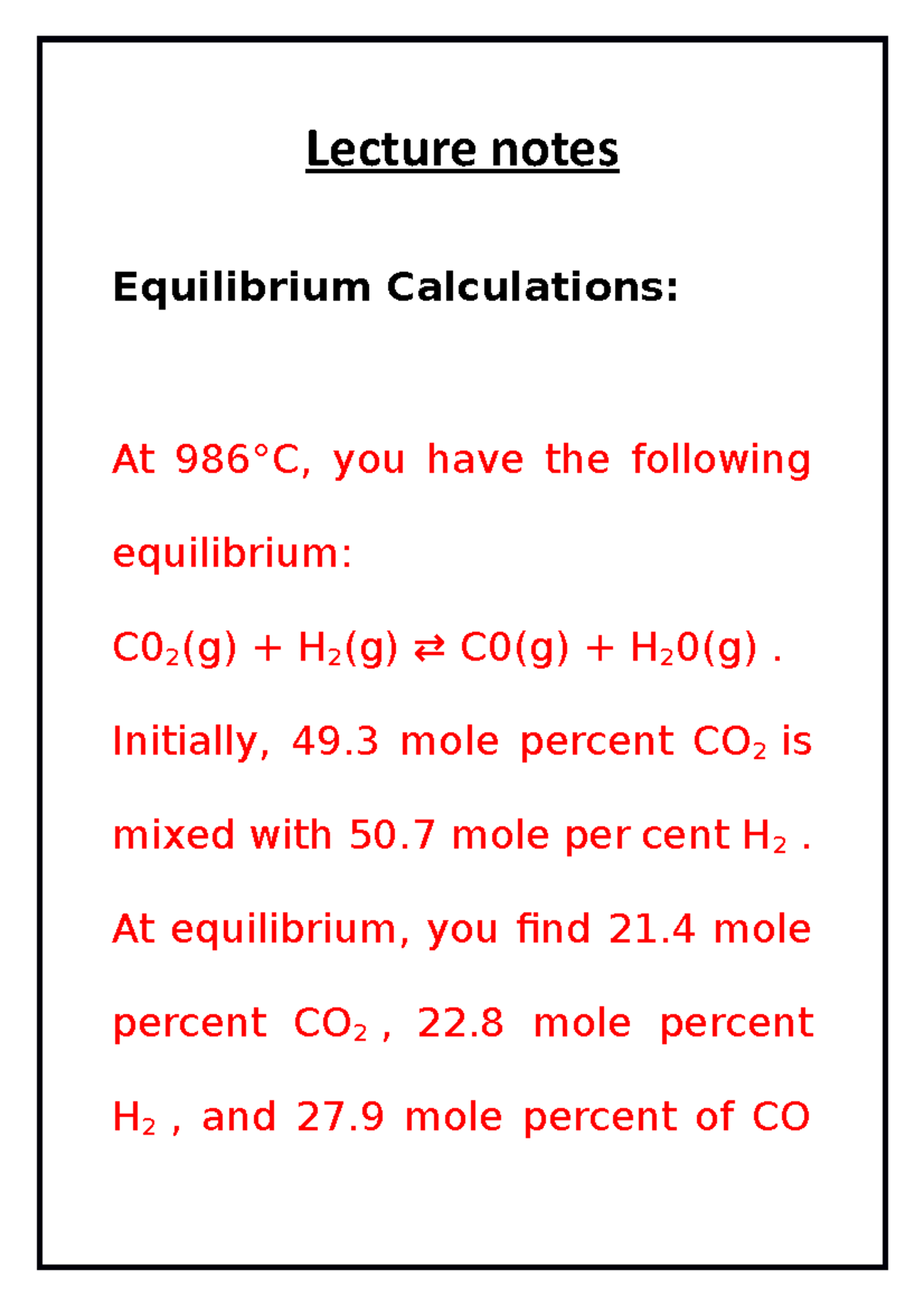 Lecture notes of Equilibrium Calculations - Lecture notes Equilibrium ...