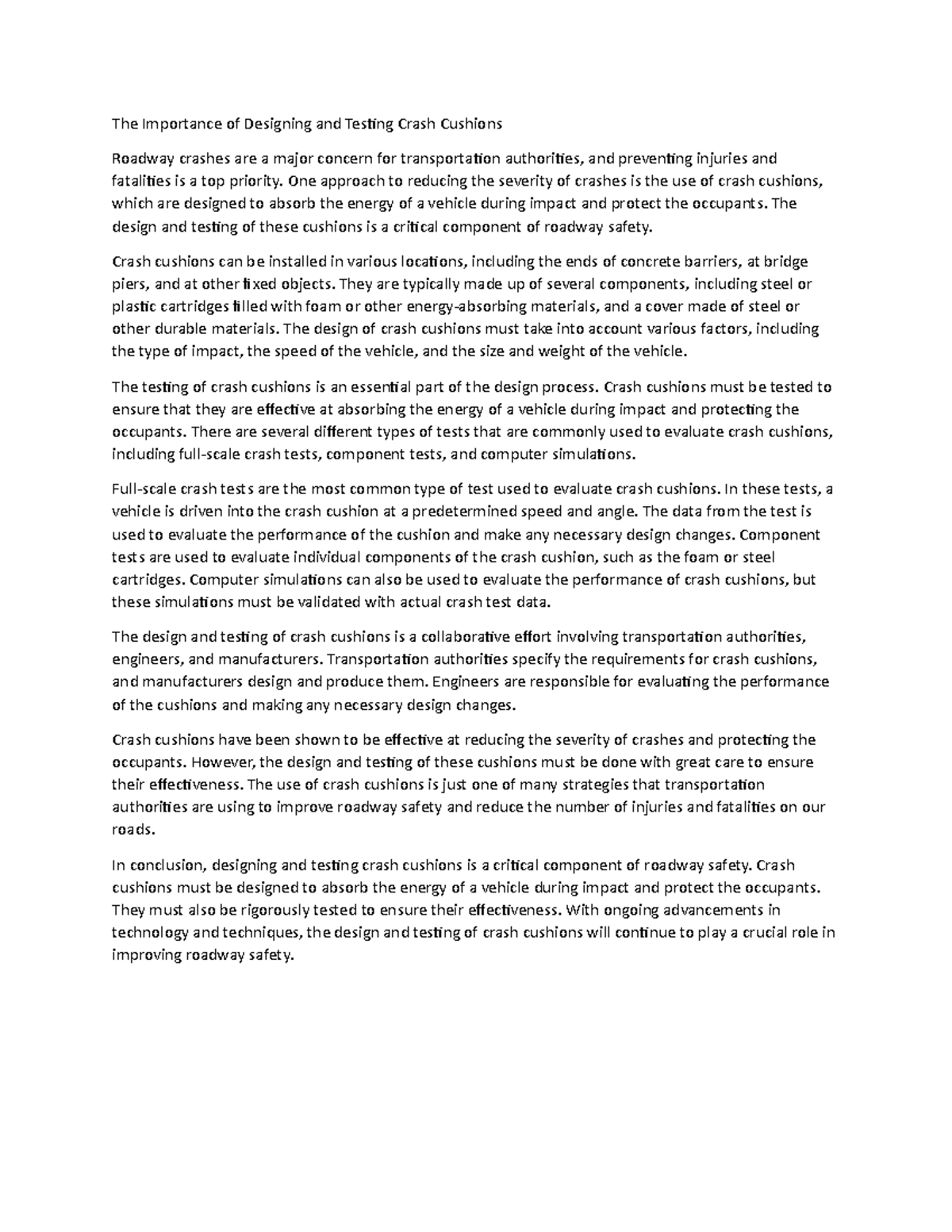 The Importance of Designing and Testing Crash Cushions - One approach ...