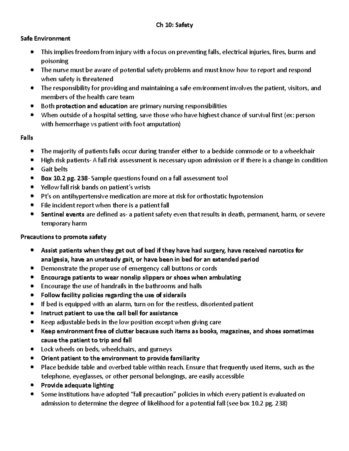 Ch 10- safety - Ch 10: Safety Safe Environment This implies freedom ...