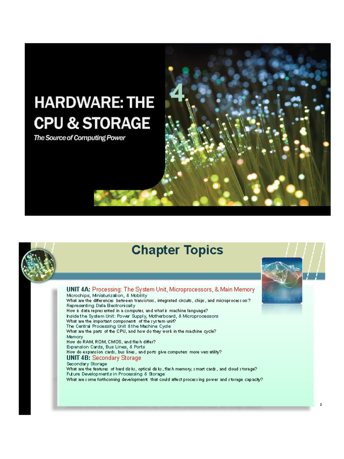 Lesson 4 - Hardware - THE CPU Storage The Source of Computing Power - 4 UNIT 4A: Processing: The ...