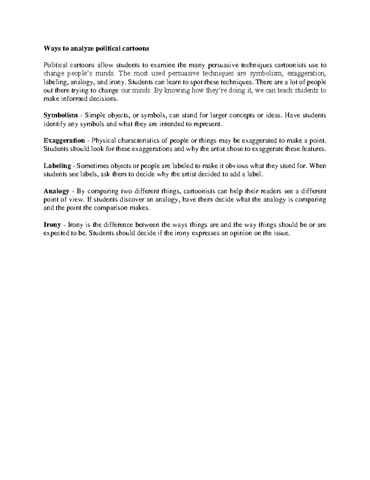 Analyze political cartoons - Ways to analyze political cartoons ...