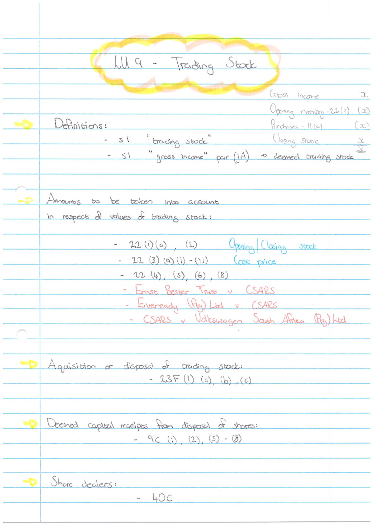 LU 9. Trading Stock - TAX4681 - Studocu