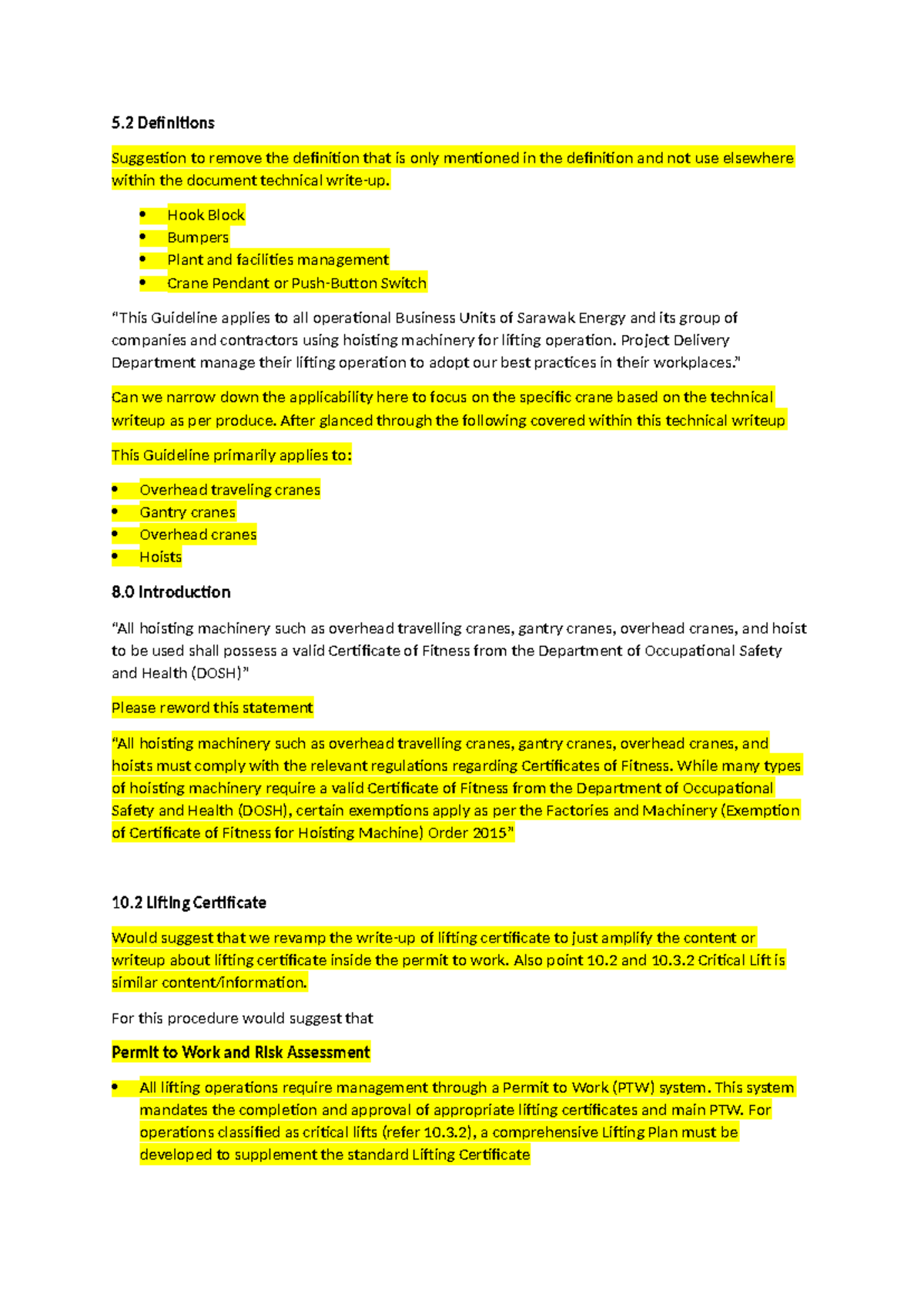 Additional Comment of Lifting Operation Guideline - 5 Definitions ...