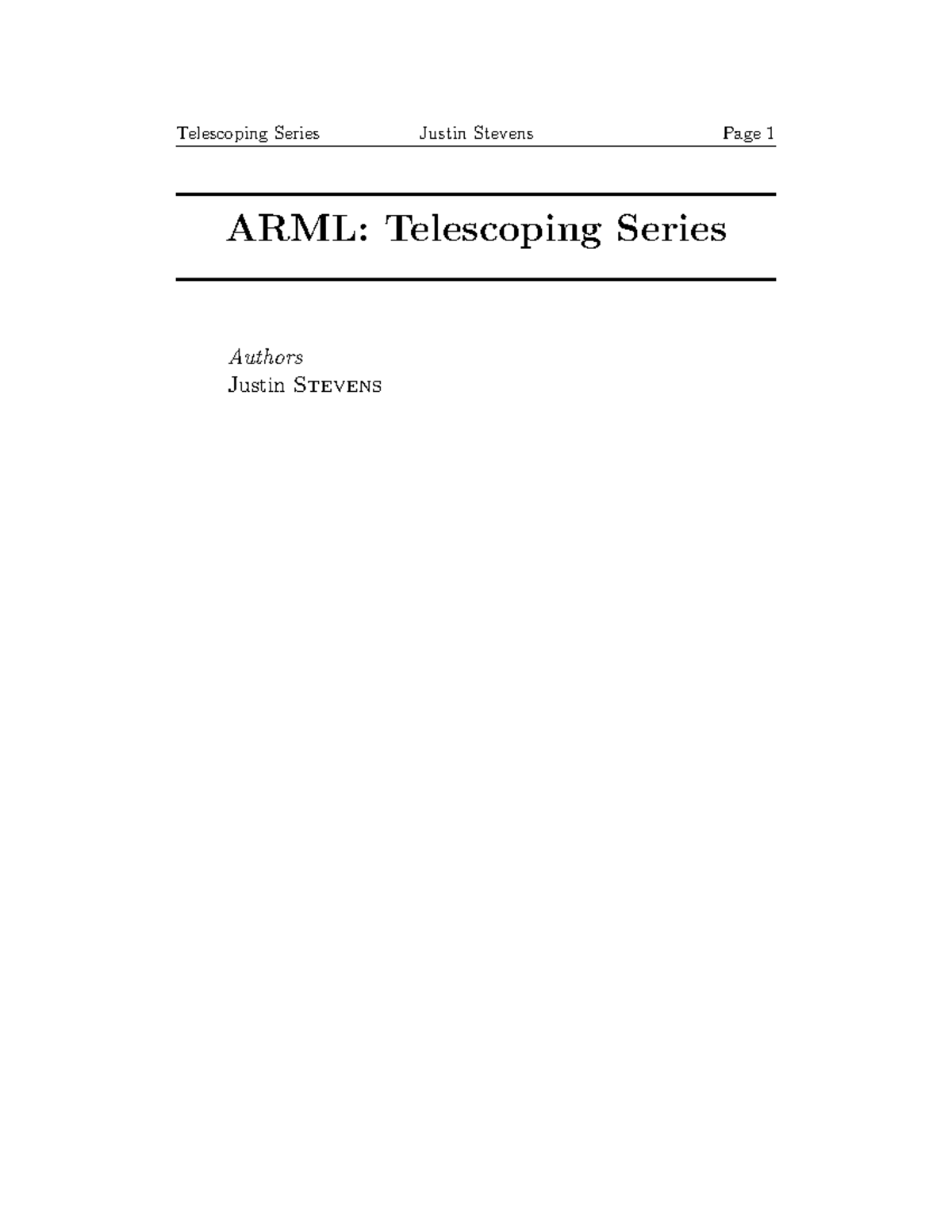 Arml lecture telescoping series and sums - ARML: Telescoping Series ...