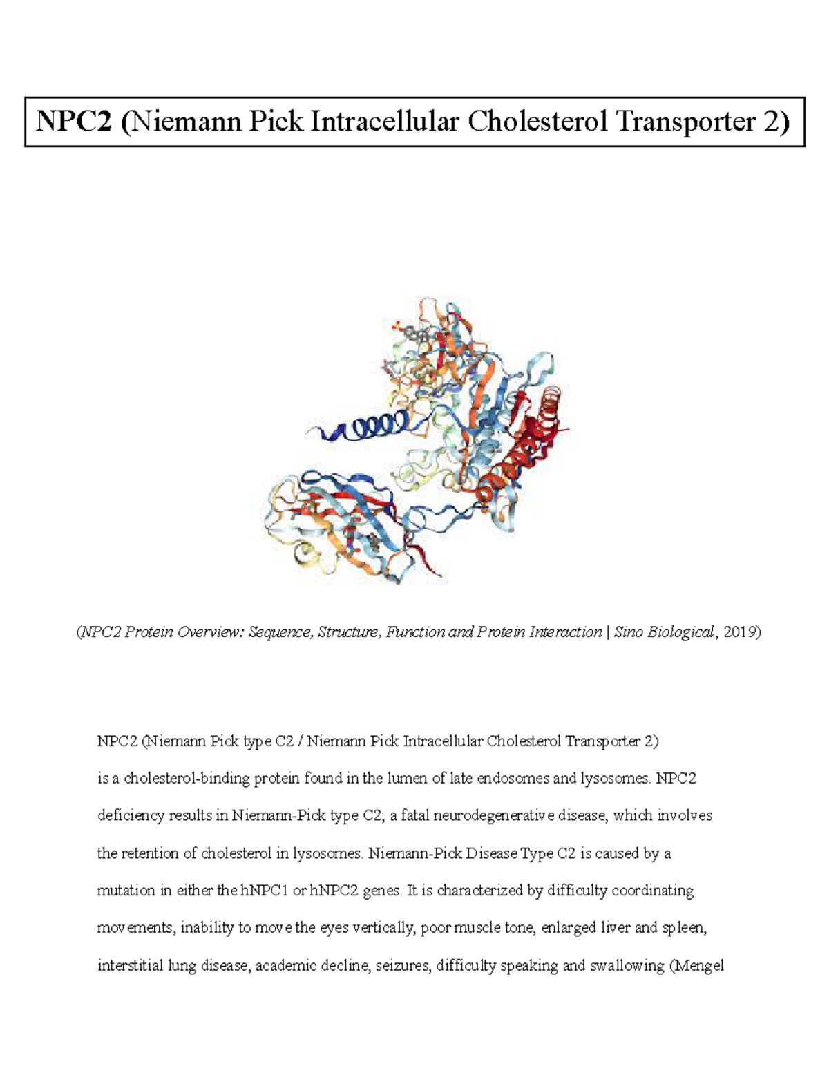 Assignmnt- Yeast - NPC2 (Niemann Pick type C2 / Niemann Pick ...