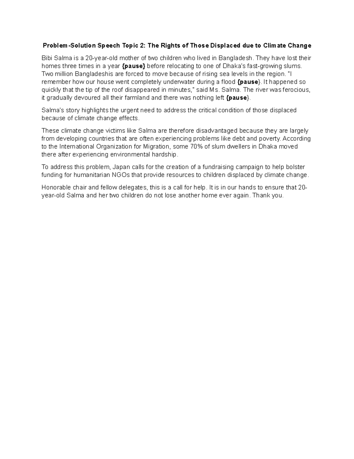 Problem Solution Speech Topic 2 - They have lost their homes three ...