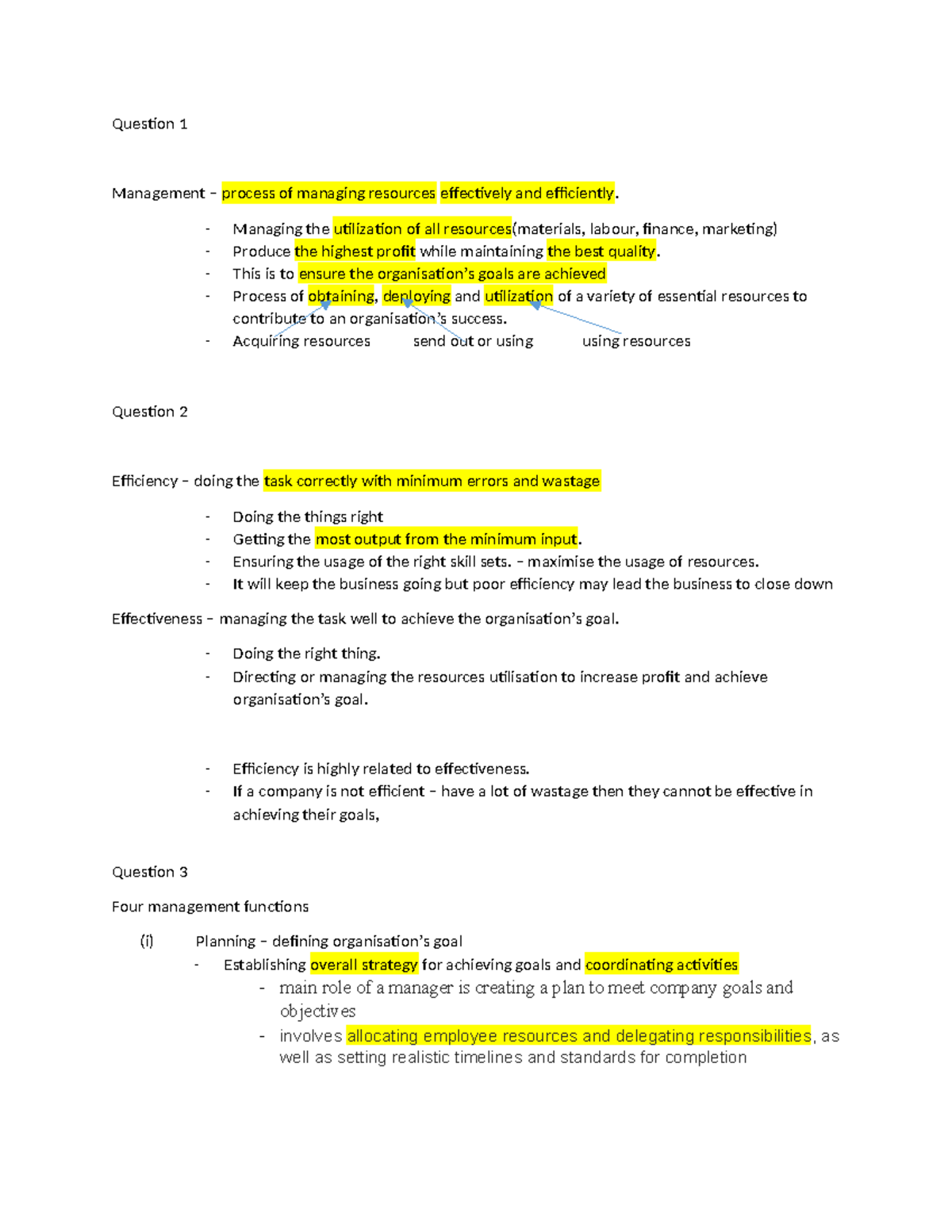 Tutorial 11 explaination - Question 1 Management – process of managing ...