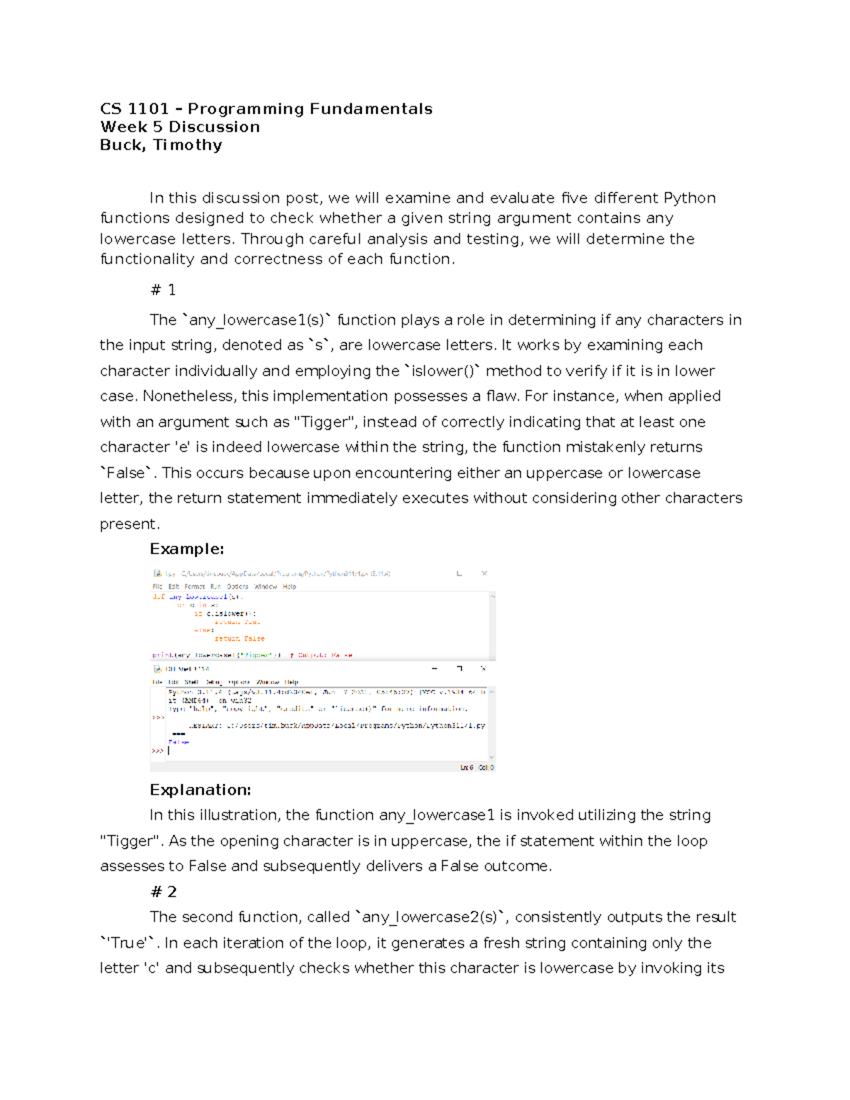 Cs Week 5 Discssion Discussion Cs 1101 Programming Fundamentals