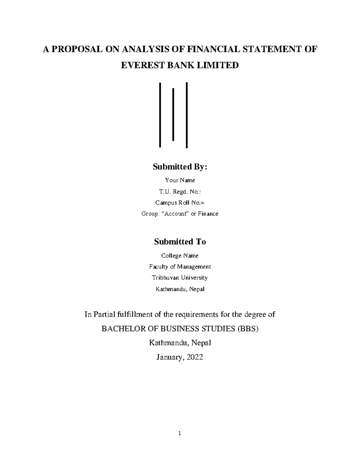 A Proposal ON Analysis OF Financial Statement OF Everest BANK Limited ...