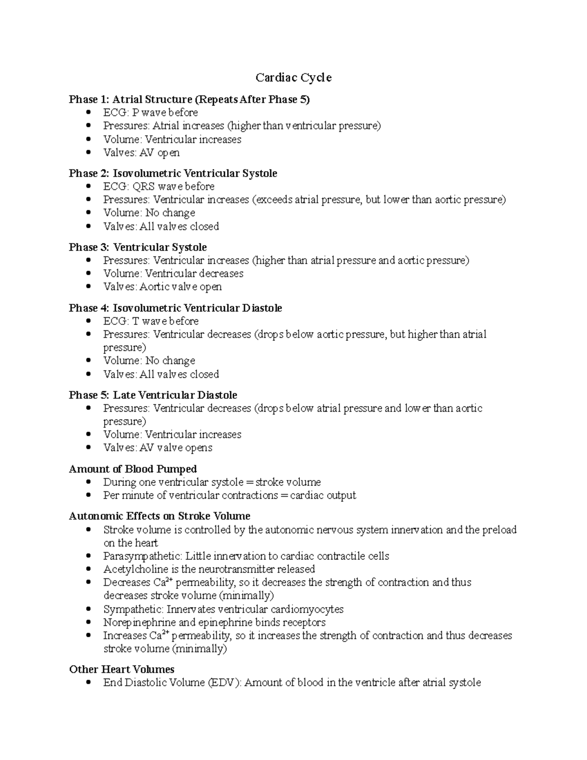 Cardiac Cycle - Lecture notes for physio 2021-2022. - Physiology 1020 ...