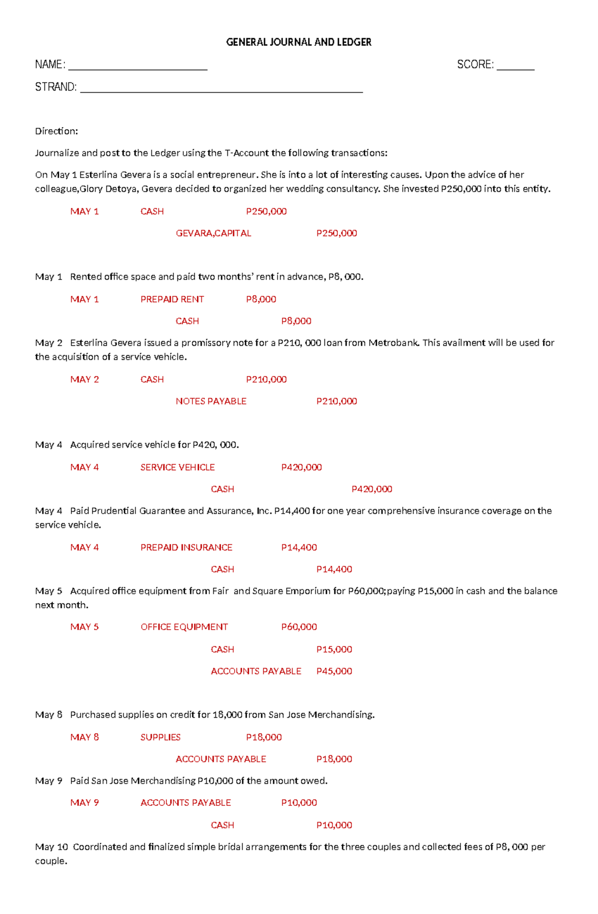 General Journal AND Ledger - GENERAL JOURNAL AND LEDGER NAME ...
