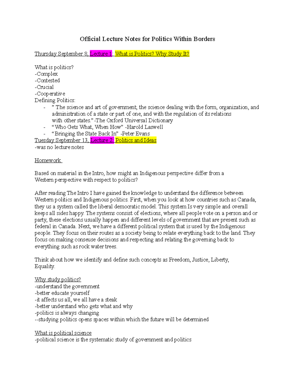 Official Lecture Notes for Politics Within Borders - ”-The Oxford ...