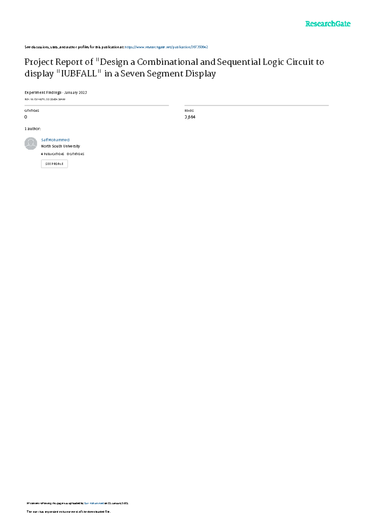 Seven Segment Display Projectby Using Sequentialand Combinational Circuit See Discussions