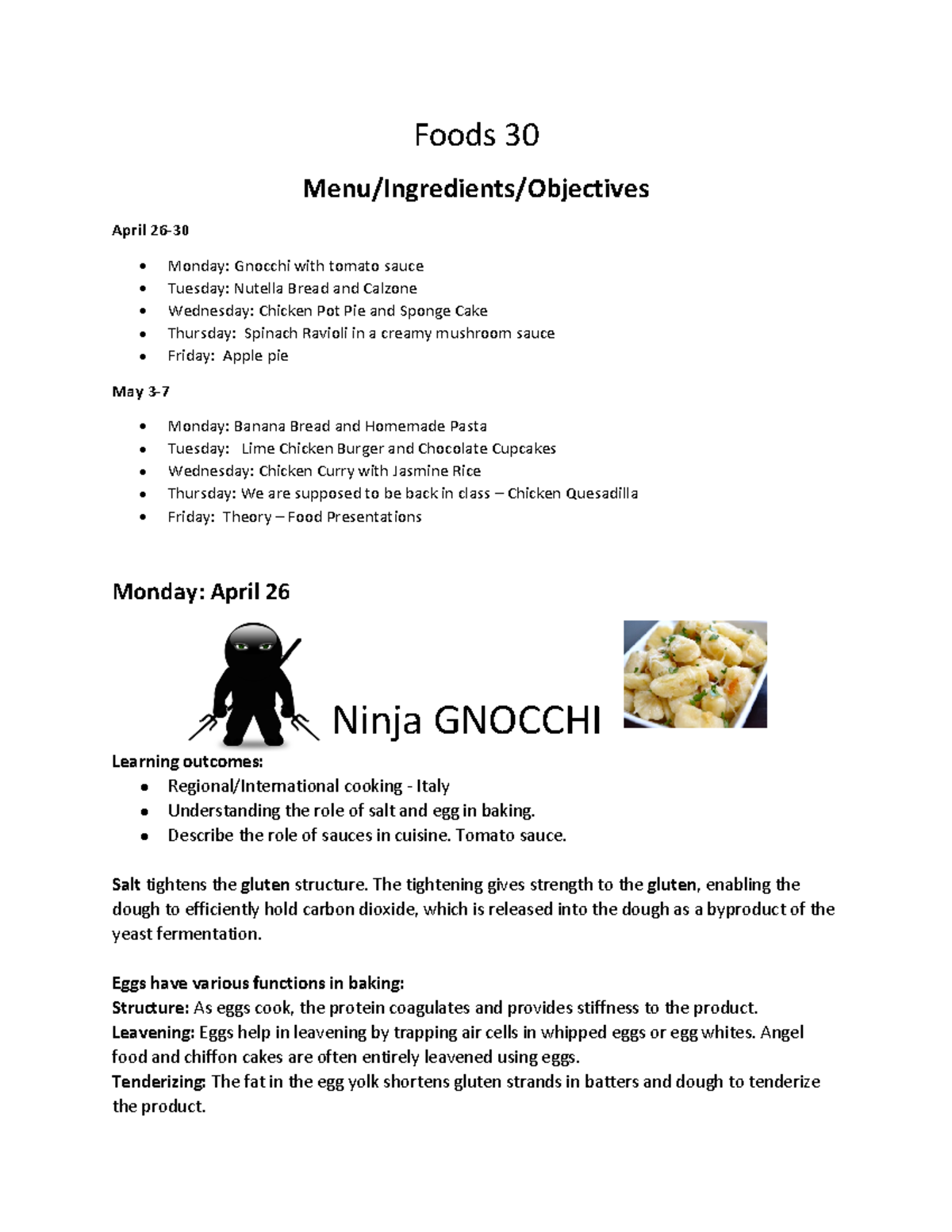 Foods w1 - Notes - Foods 30 Menu/Ingredients/Objectives April 26 ...