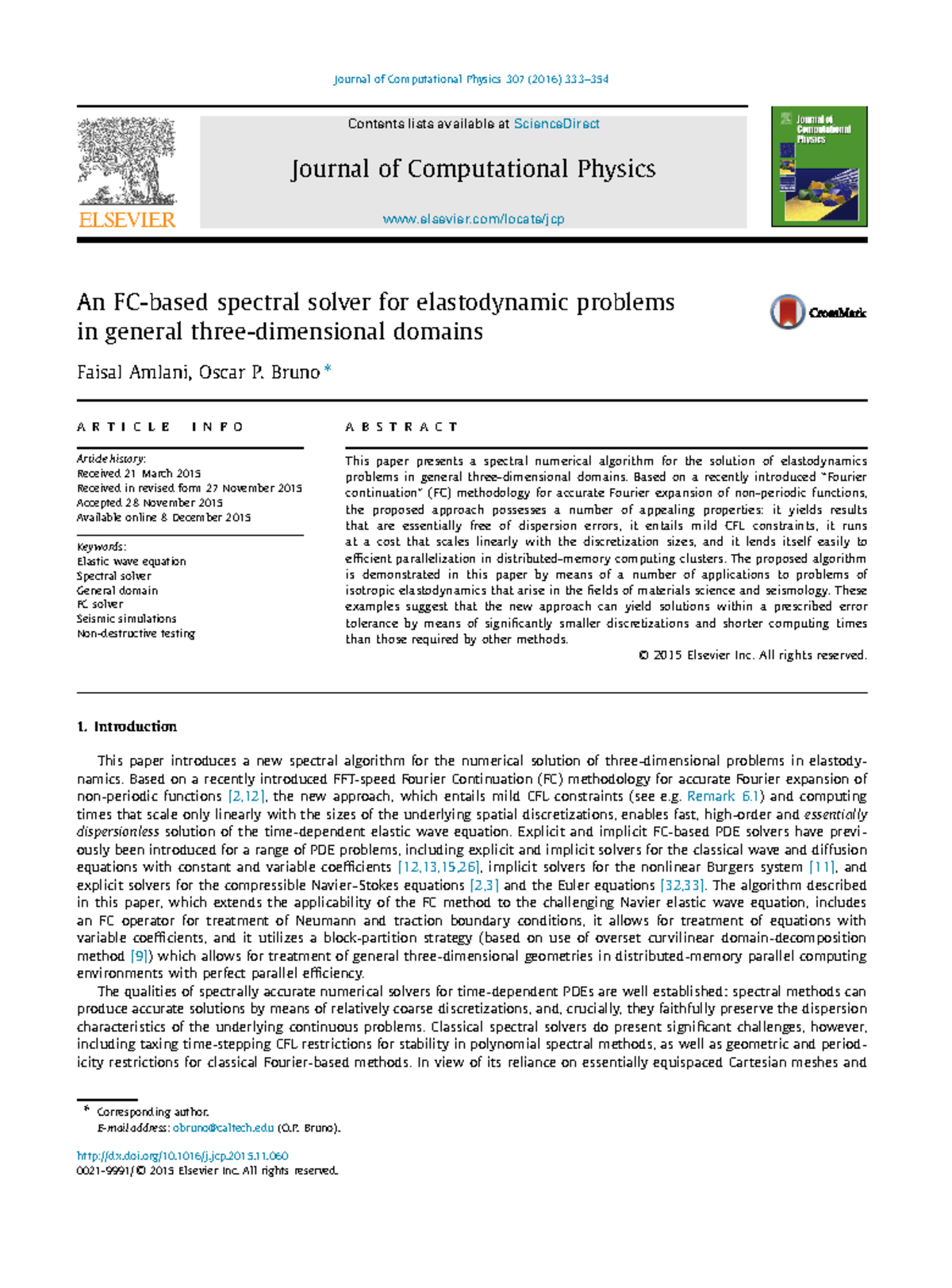 Amlani bruno FC elastodynamics - Journal of Computational Physics 307 ...