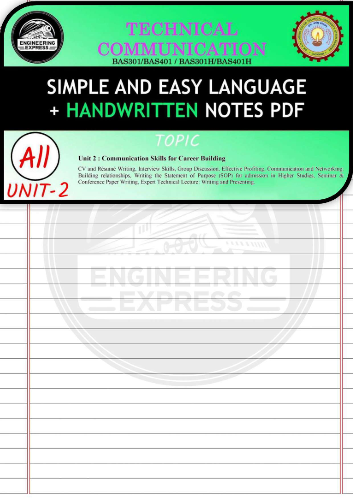 Technical Communication [UNIT-2] - B.tech - Studocu