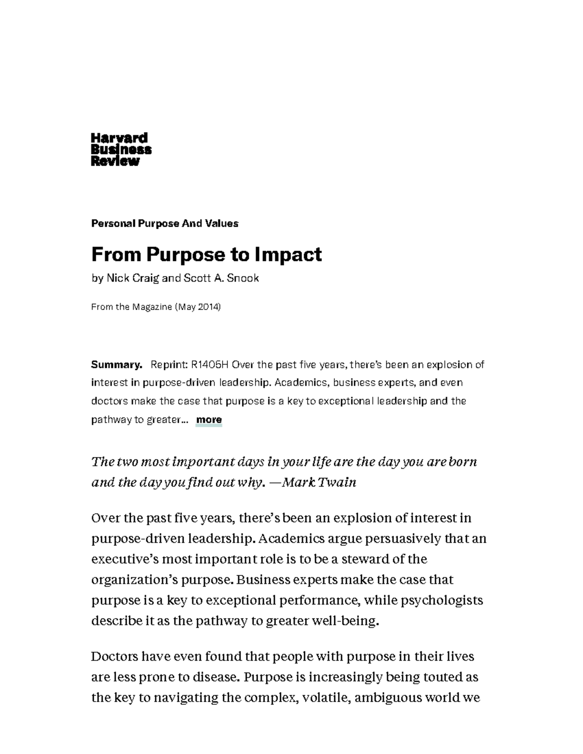 Brave - Personal Purpose And Values From Purpose to Impact by Nick ...