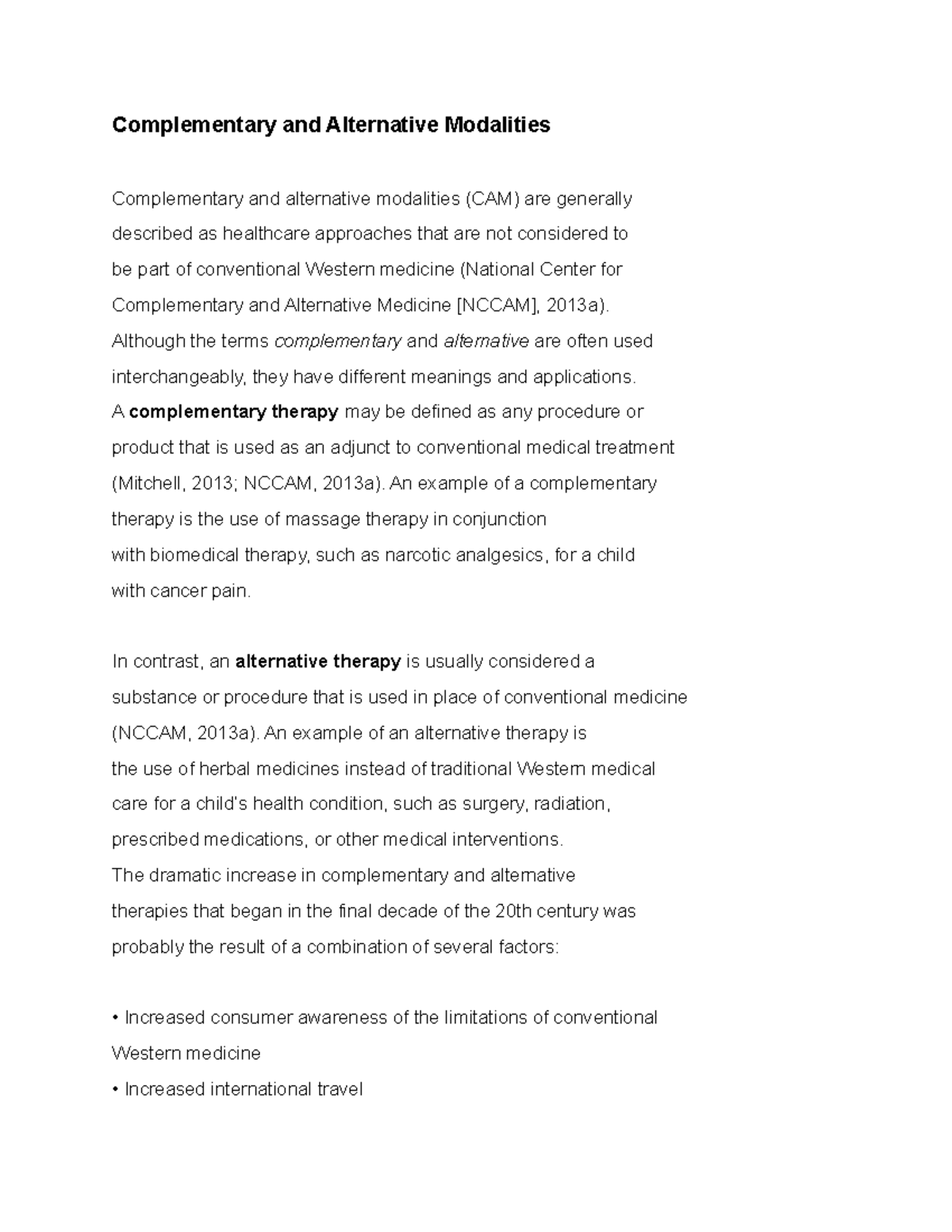 Complementary And Alternative Modalities Complementary And Alternative Modalities