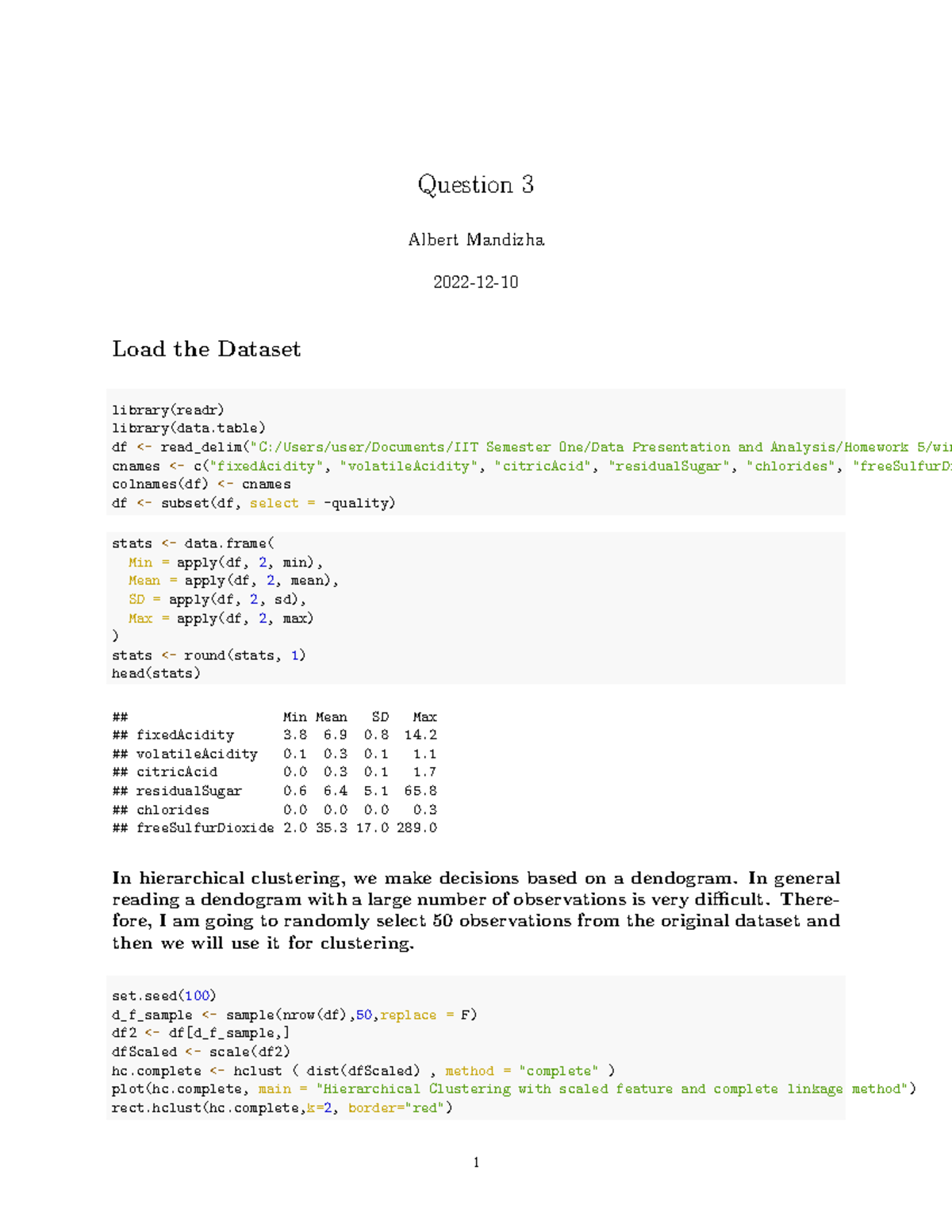 Question 3-soln Homework 5 - Question 3 Albert Mandizha 2022-12- Load the Dataset library(readr ...