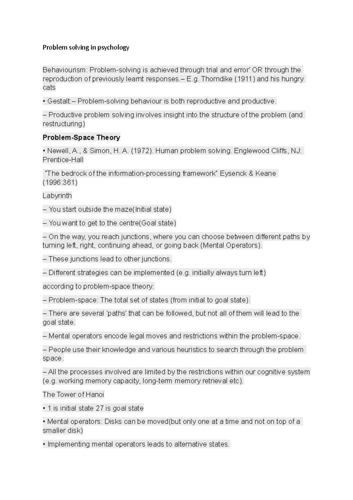 Problem solving in psychology - Problem solving in psychology ...