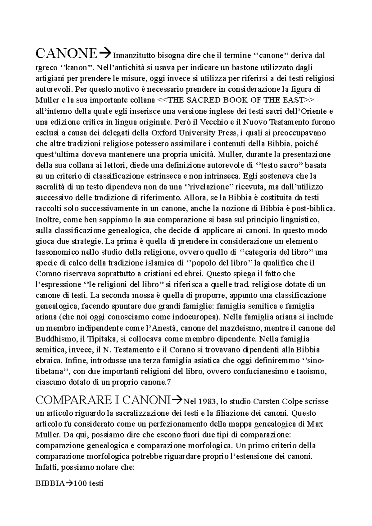 Canone, Classificazione E Secondo Smith - CANONE Innanzitutto bisogna ...