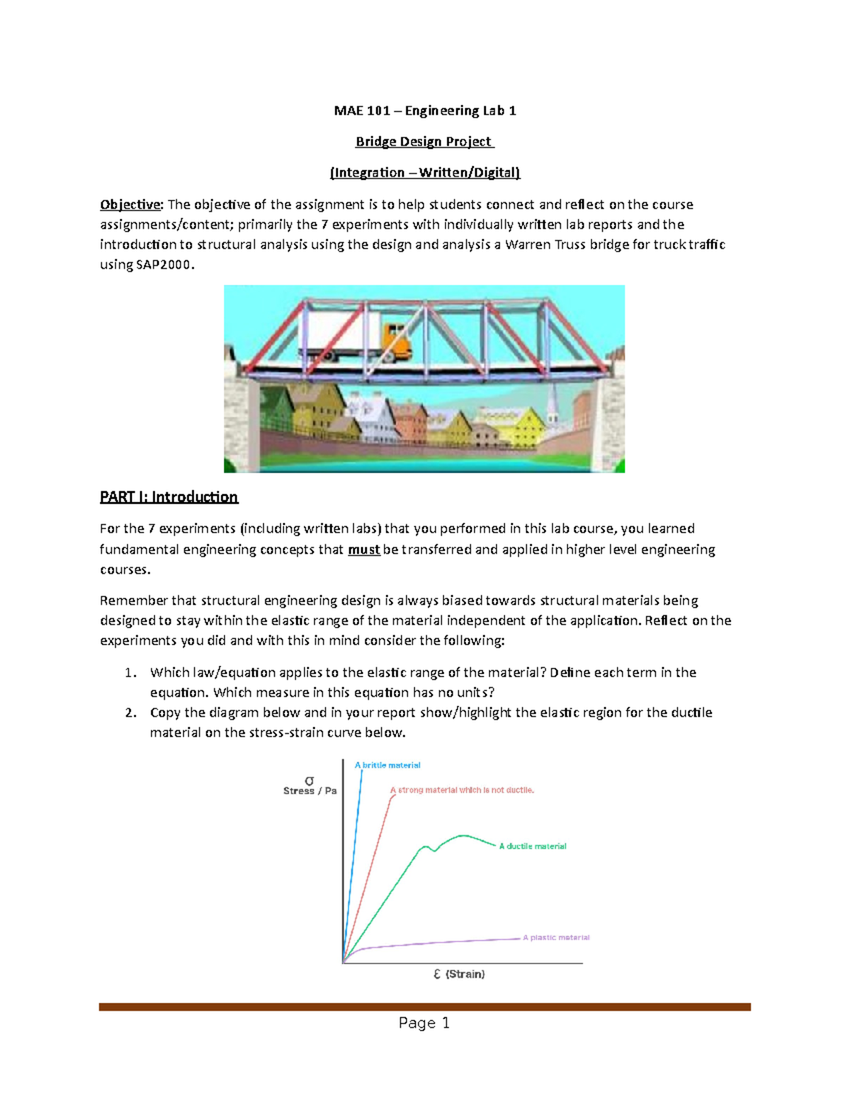 MAE 101 - Bridge Design Assessment - MAE 101 – Engineering Lab 1 Bridge ...