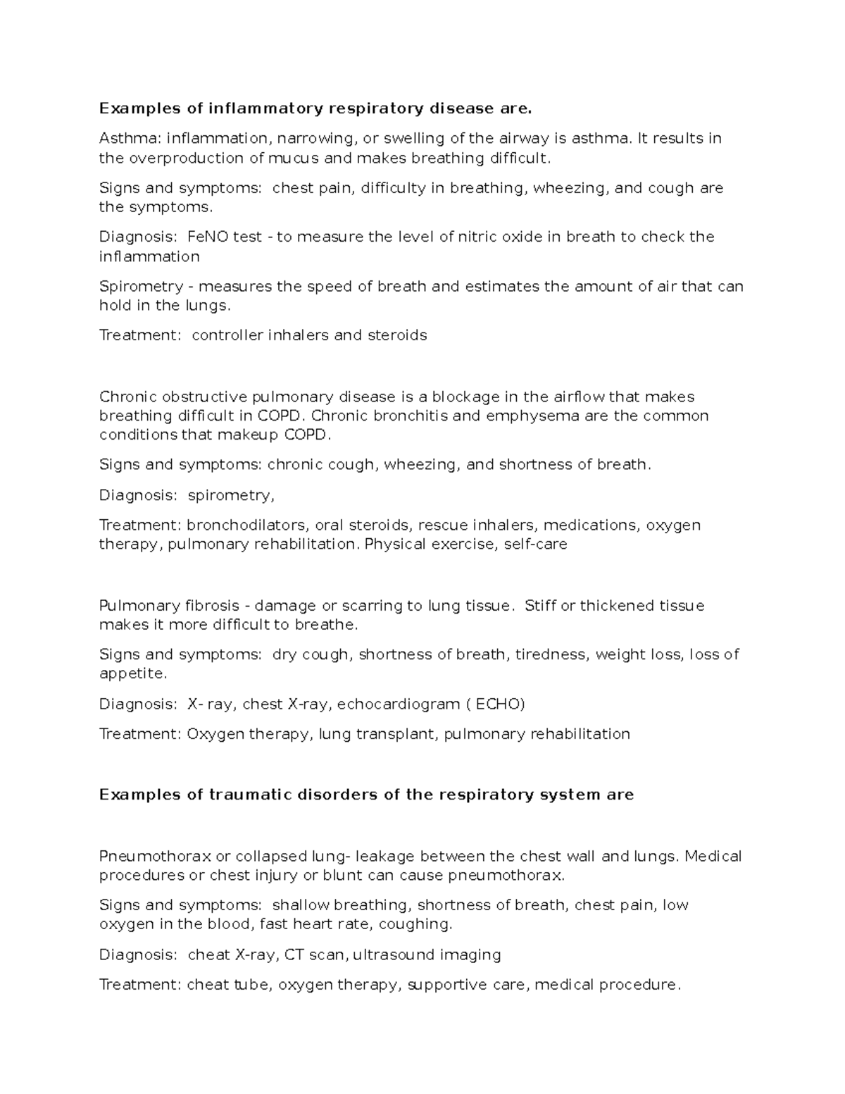 Examples of inflammatory respiratory disease are - Asthma: inflammation ...