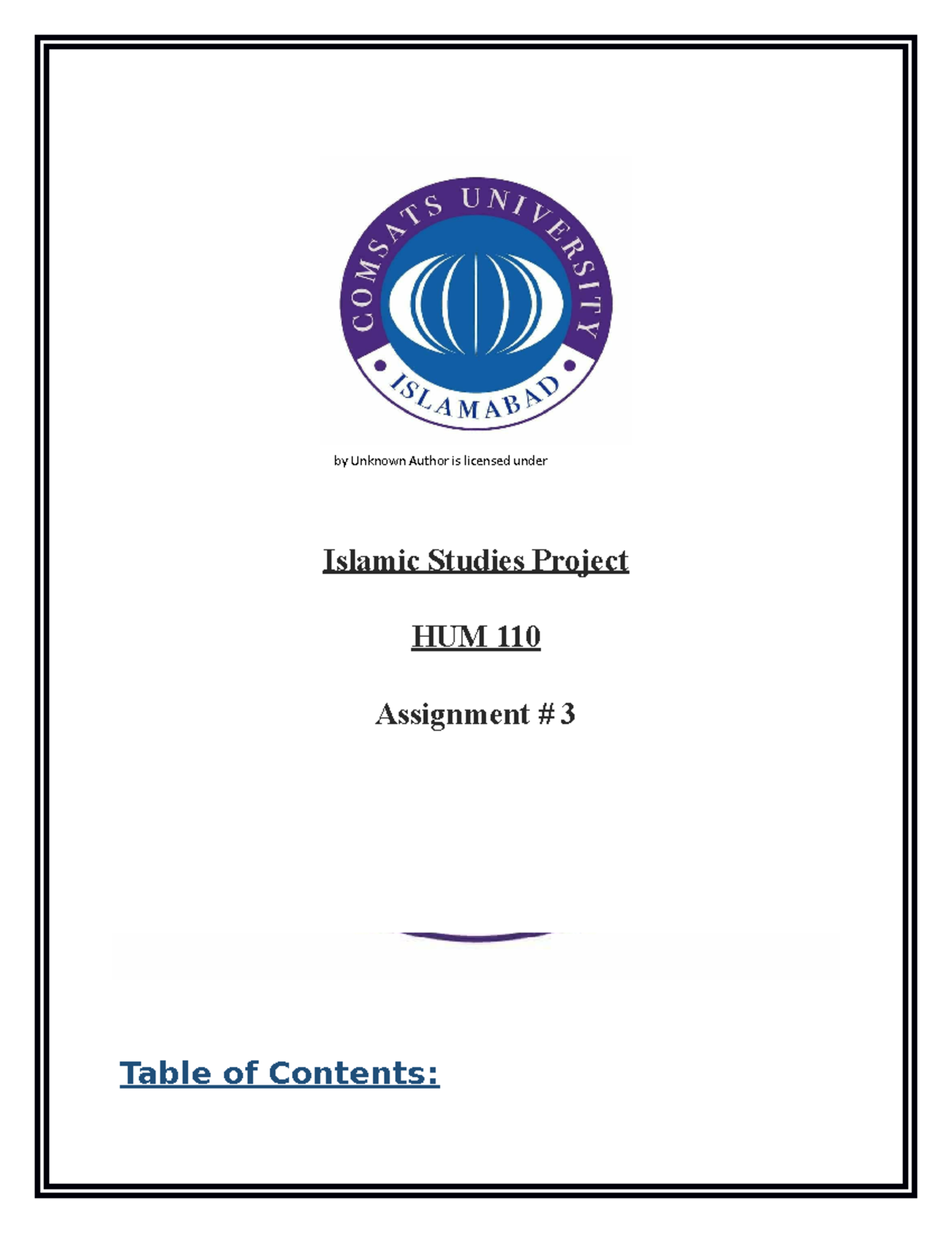 Islamiyat Project -HUM110 Assignment#03 - Islamic Studies Project HUM ...