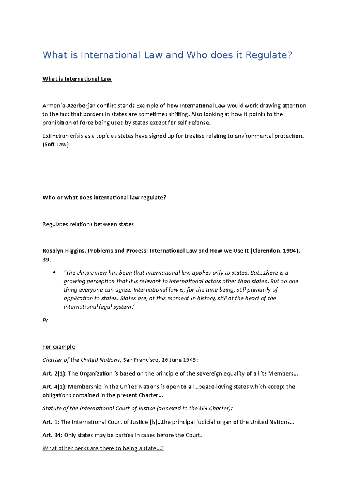 What is International Law and Who does it Regulate - Also looking at ...